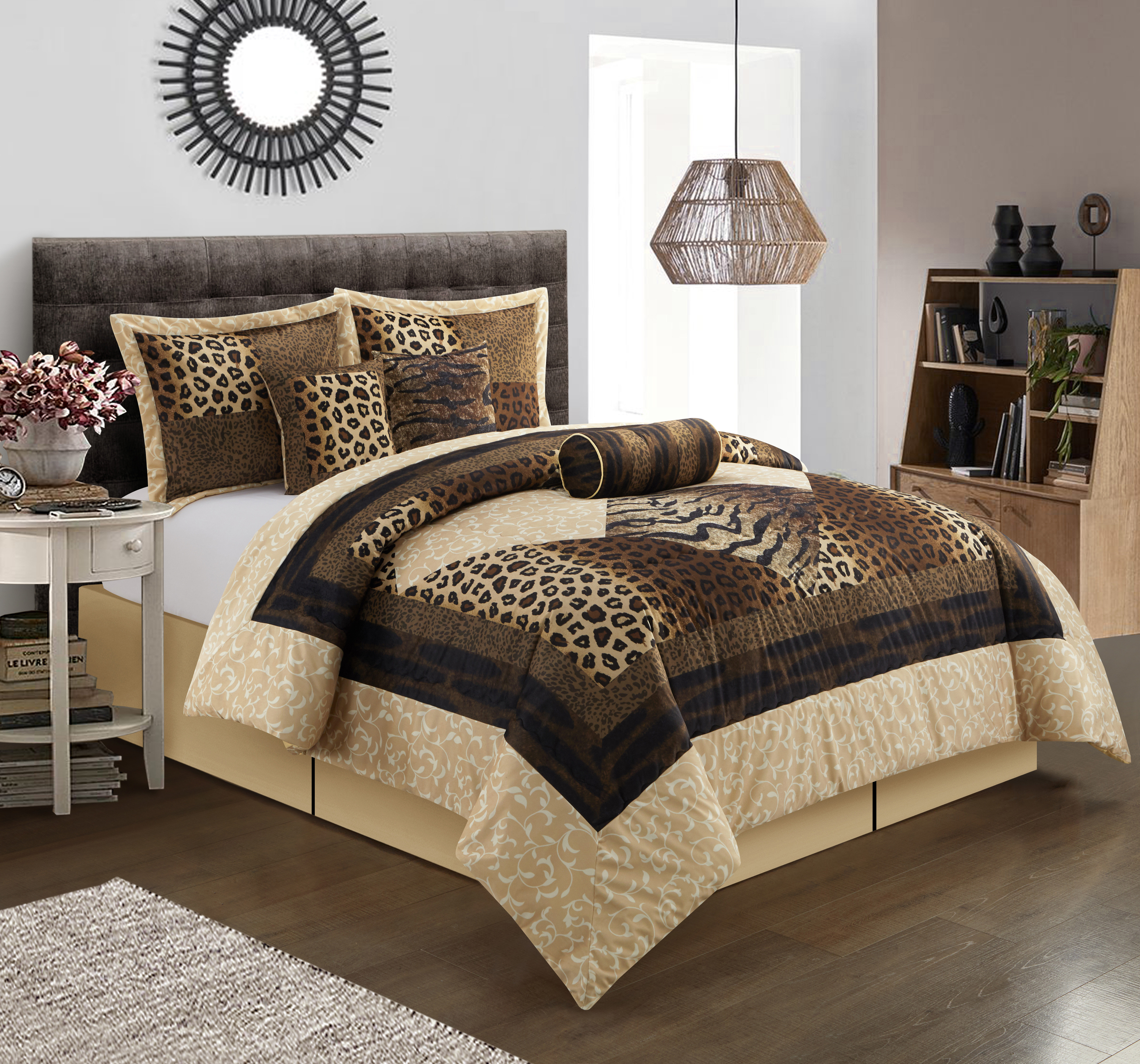 Nanshing America, Inc Tucson 7 Piece Leopard Print Comforter Set ...