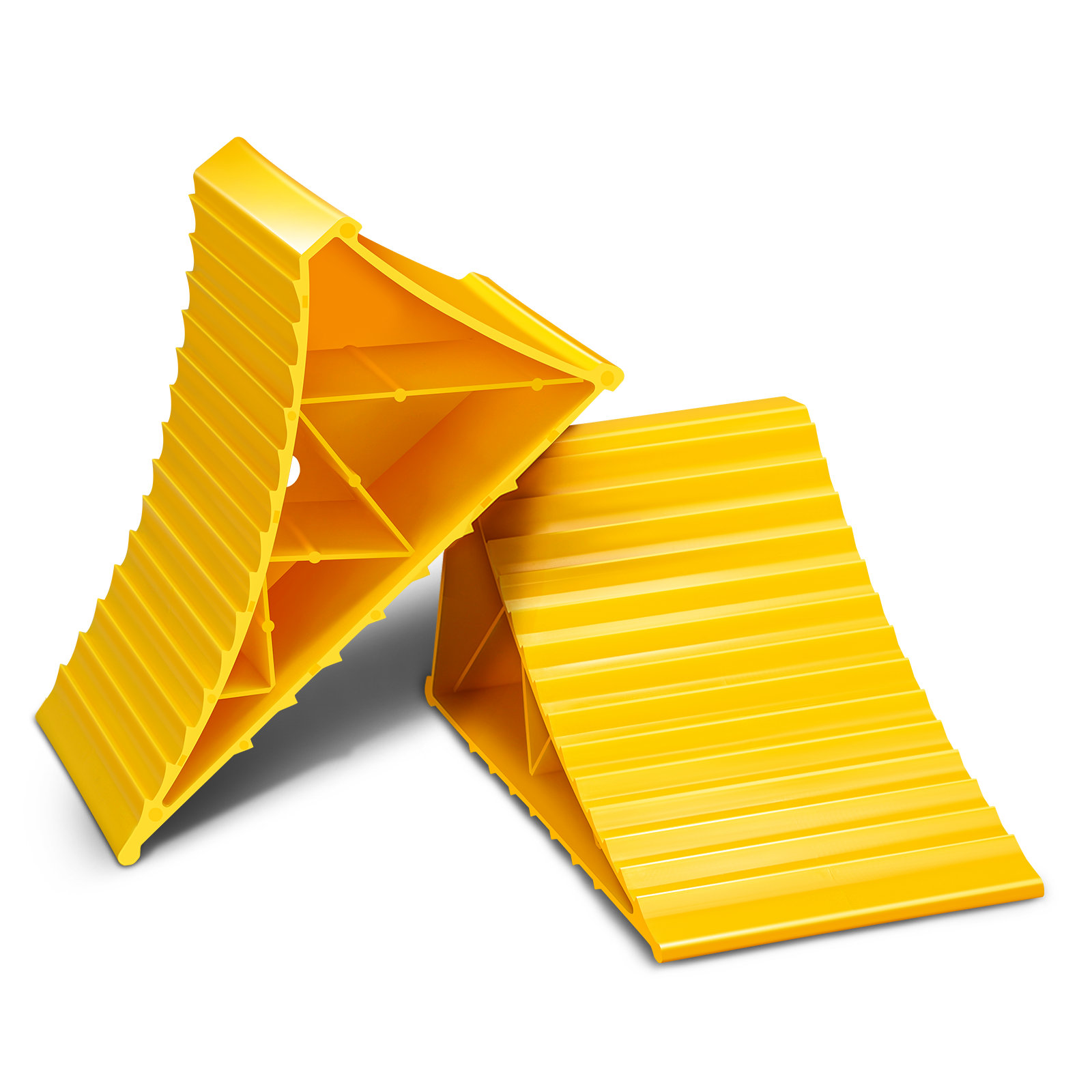 Magshion 2-Pack Yellow Wheel Chocks 8.7"X 4.8" Hard Plastic Tire Stops ...