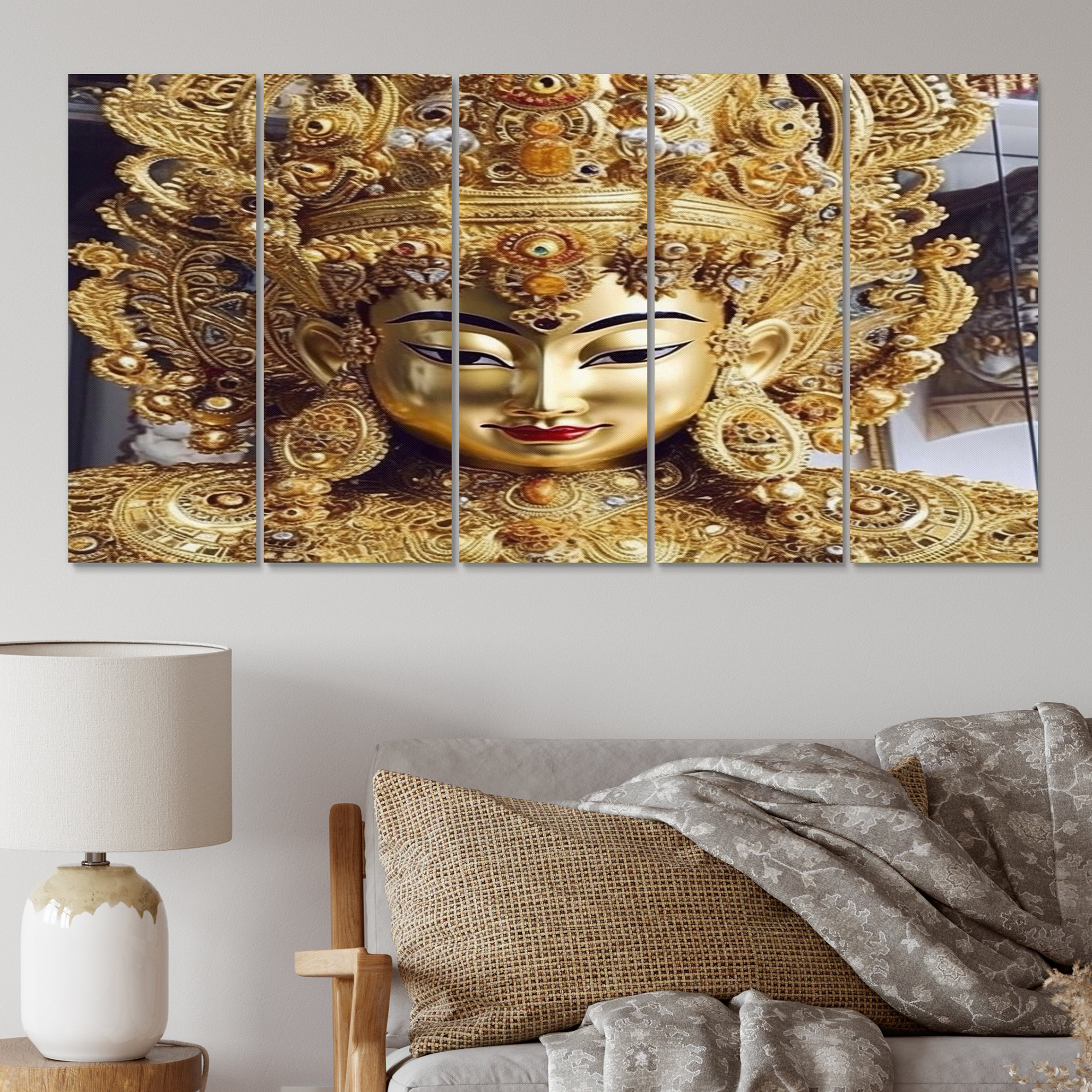 Bungalow Rose Golden Hindu Goddess Statue - Hinduisim Canvas Print - 5 ...