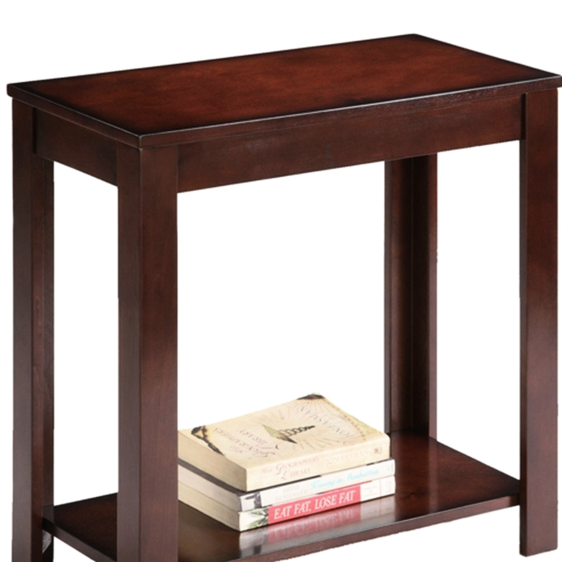 Ebern Designs 24" Dark Cherry Wooden Side Table End Table, Traditional ...