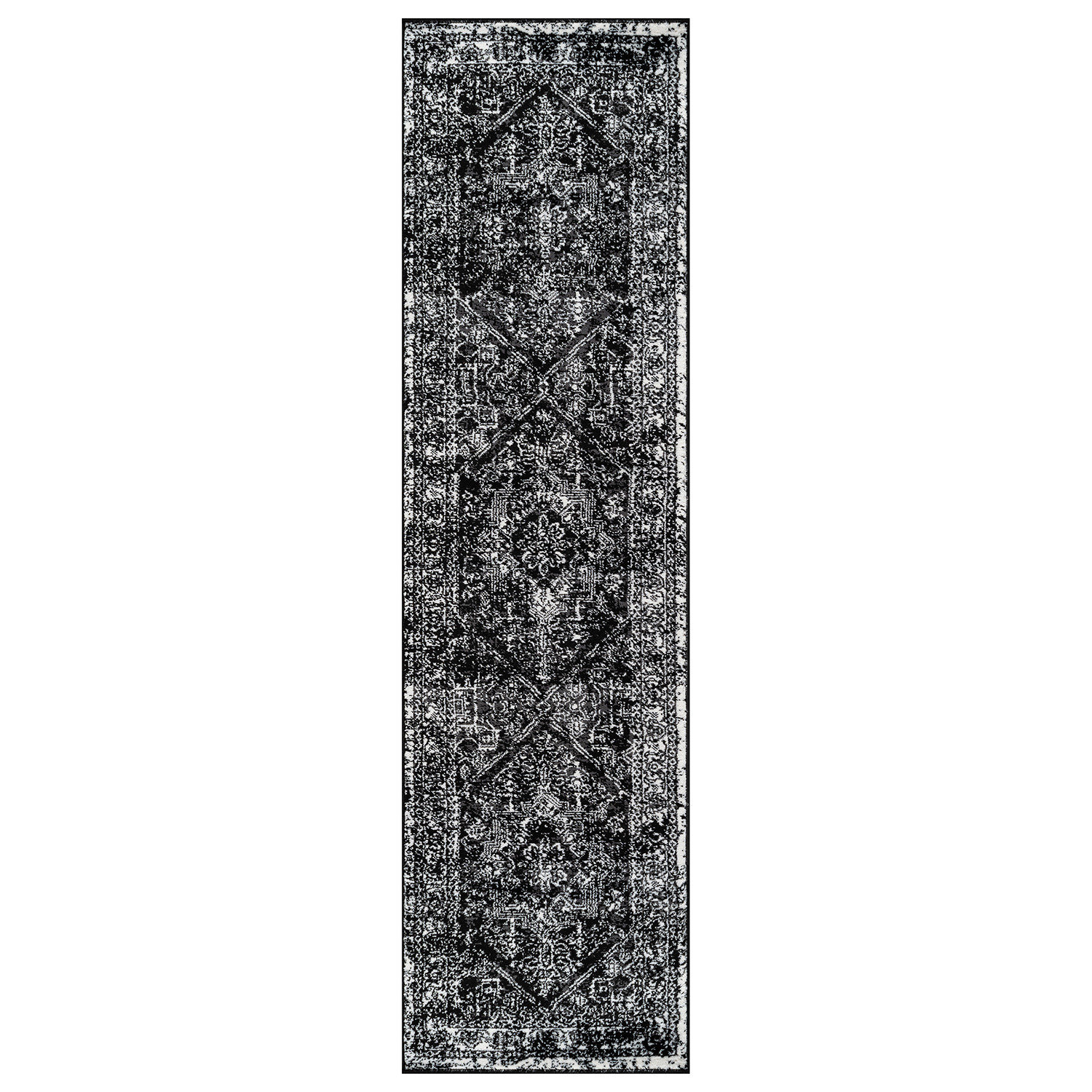 Winston Porter Black Ivory Vintage Medallion Area Rug & Reviews | Wayfair