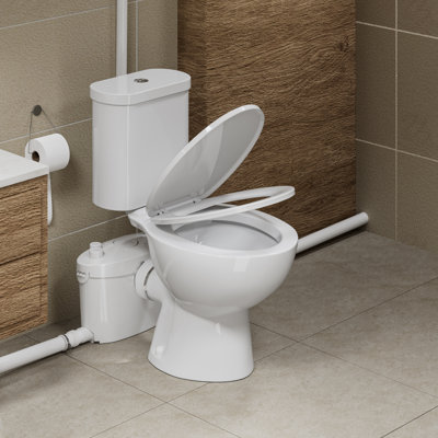 SUPERFLO Upflush Toilet for Basement-Macerating Toilet with 600W ...