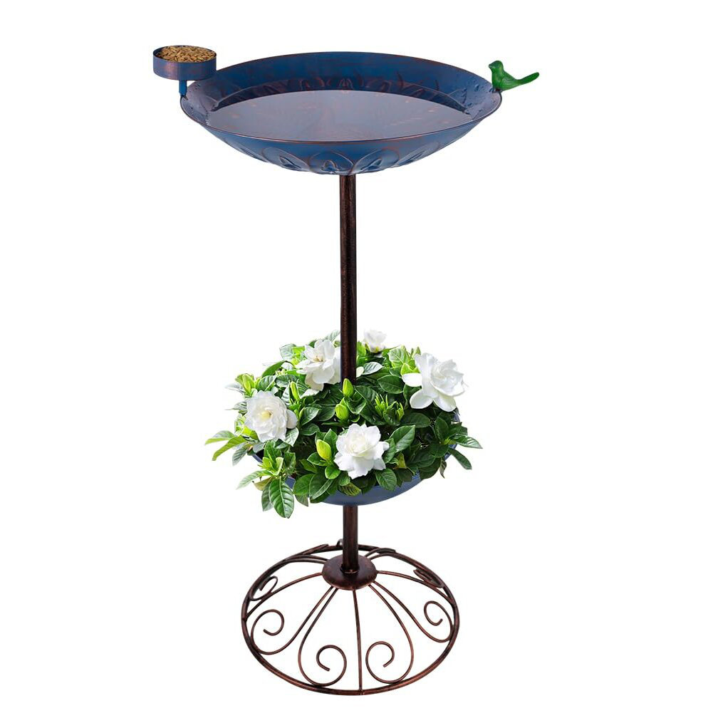 Latitude Run® 28 Inch Bird Bath Planter Metal Bird Baths for Outdoors ...