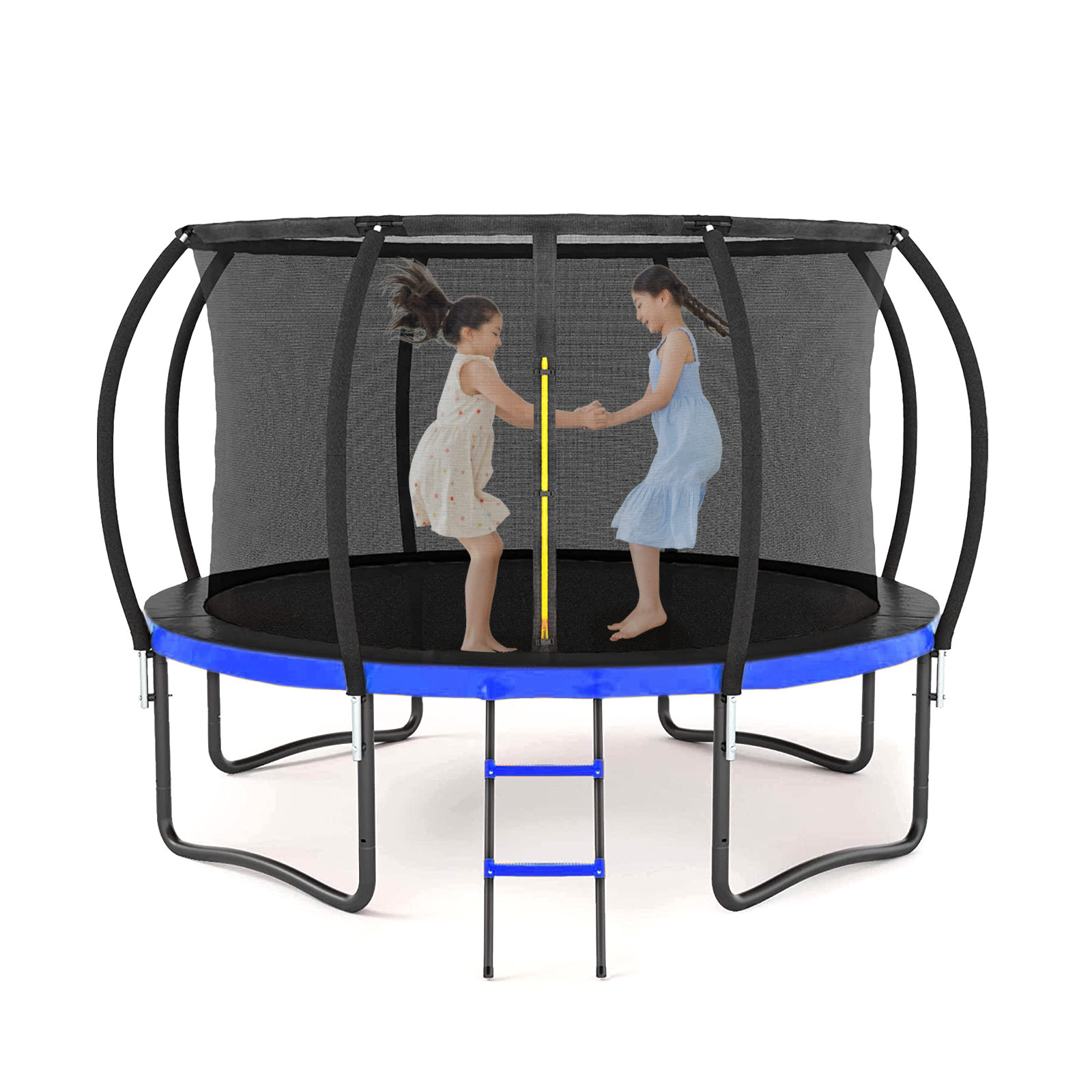 godohome 12FT Outdoor Trampoline with Safety Enclosure Net, Heavy-Duty ...