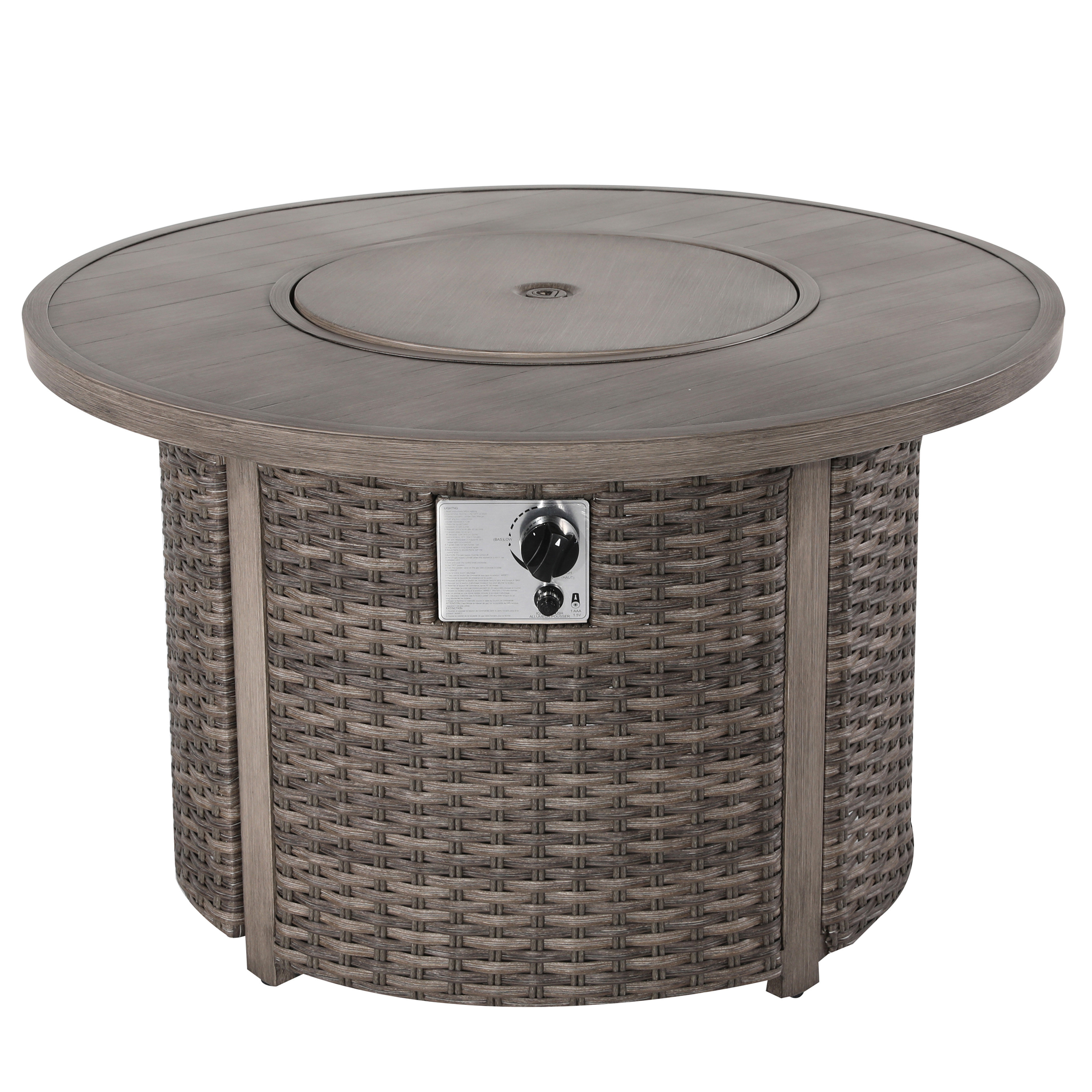 Latitude Run® Patio Aluminum Rattan Fire Pit Table | Wayfair