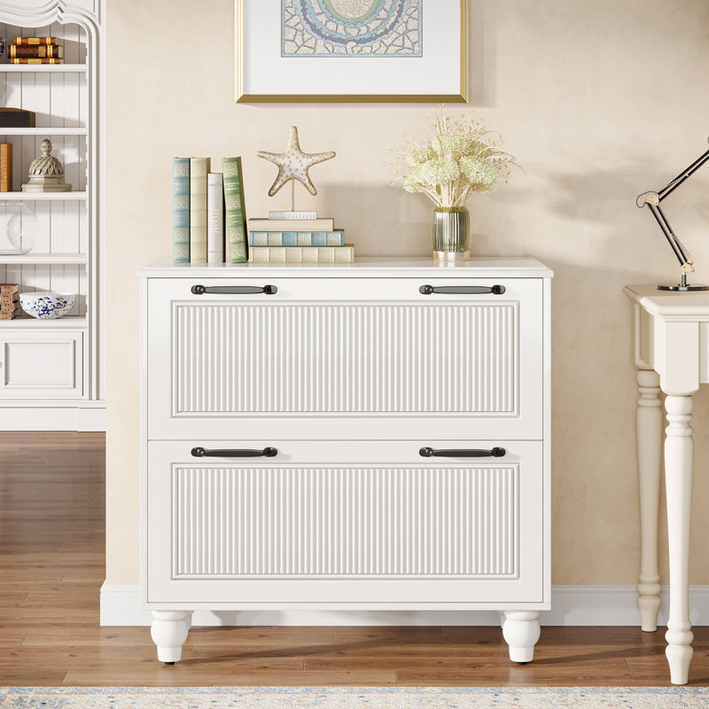 Inbox Zero 2-Drawer White Wood File Cabinet | Wayfair