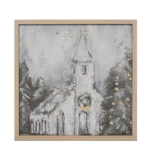 The Holiday Aisle® Wood 15.75 in. Multicolor Christmas Church Scene ...