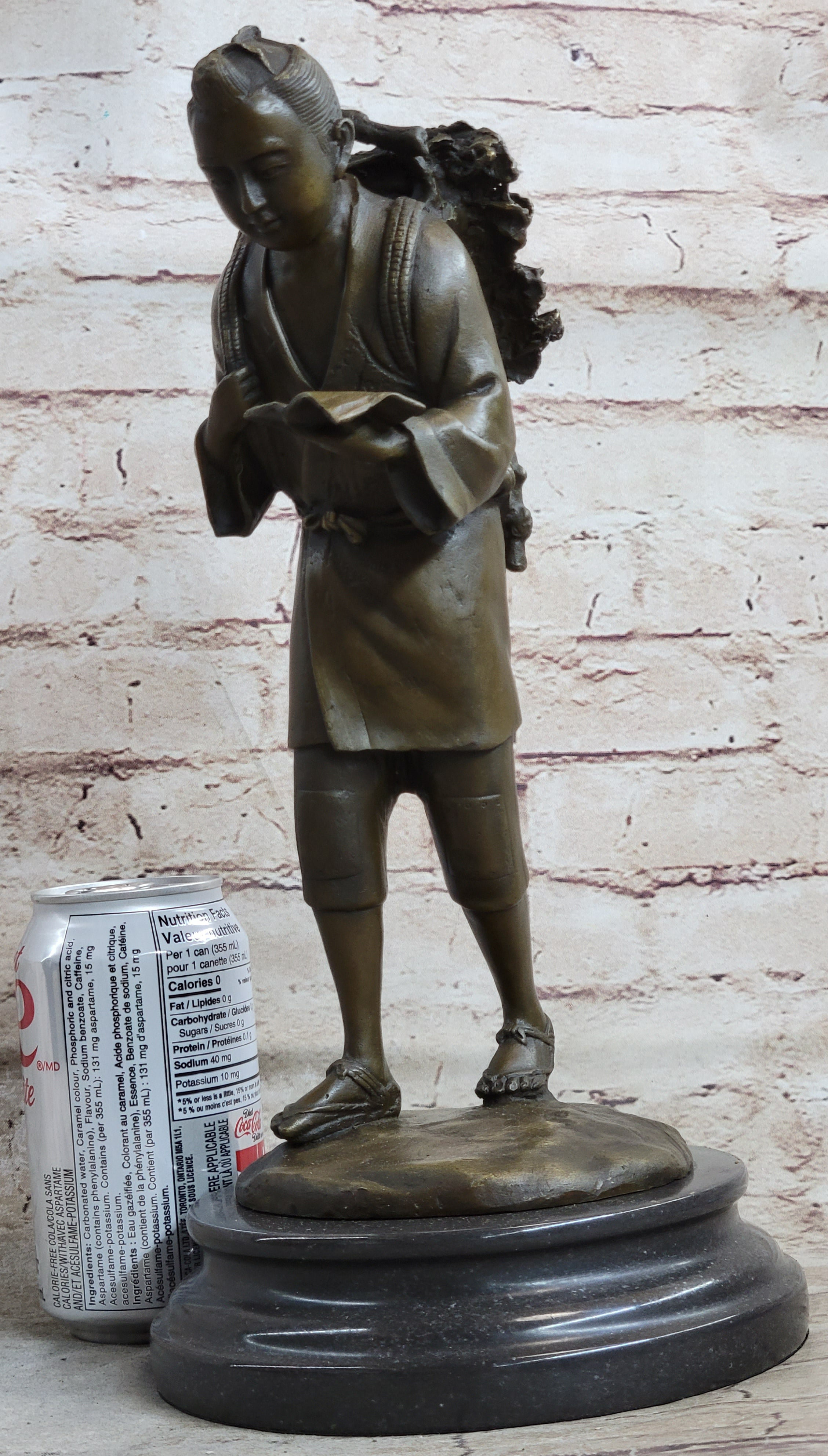 Canora Grey Tavier Japanese Scholar Bronze Statue With Backpack ...