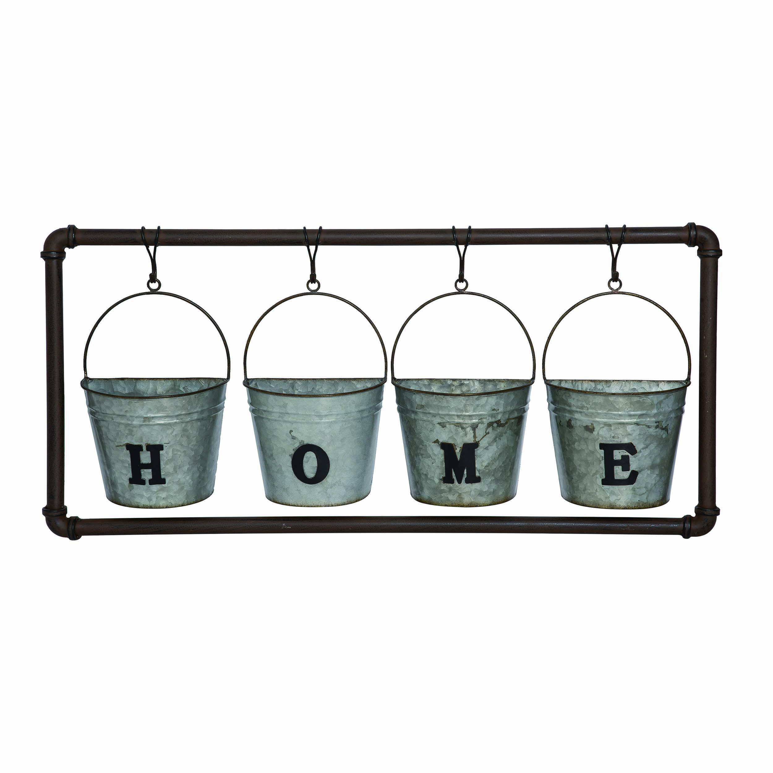 Ophelia & Co. Metal Gray Spring Framed Bucket Planter | Wayfair