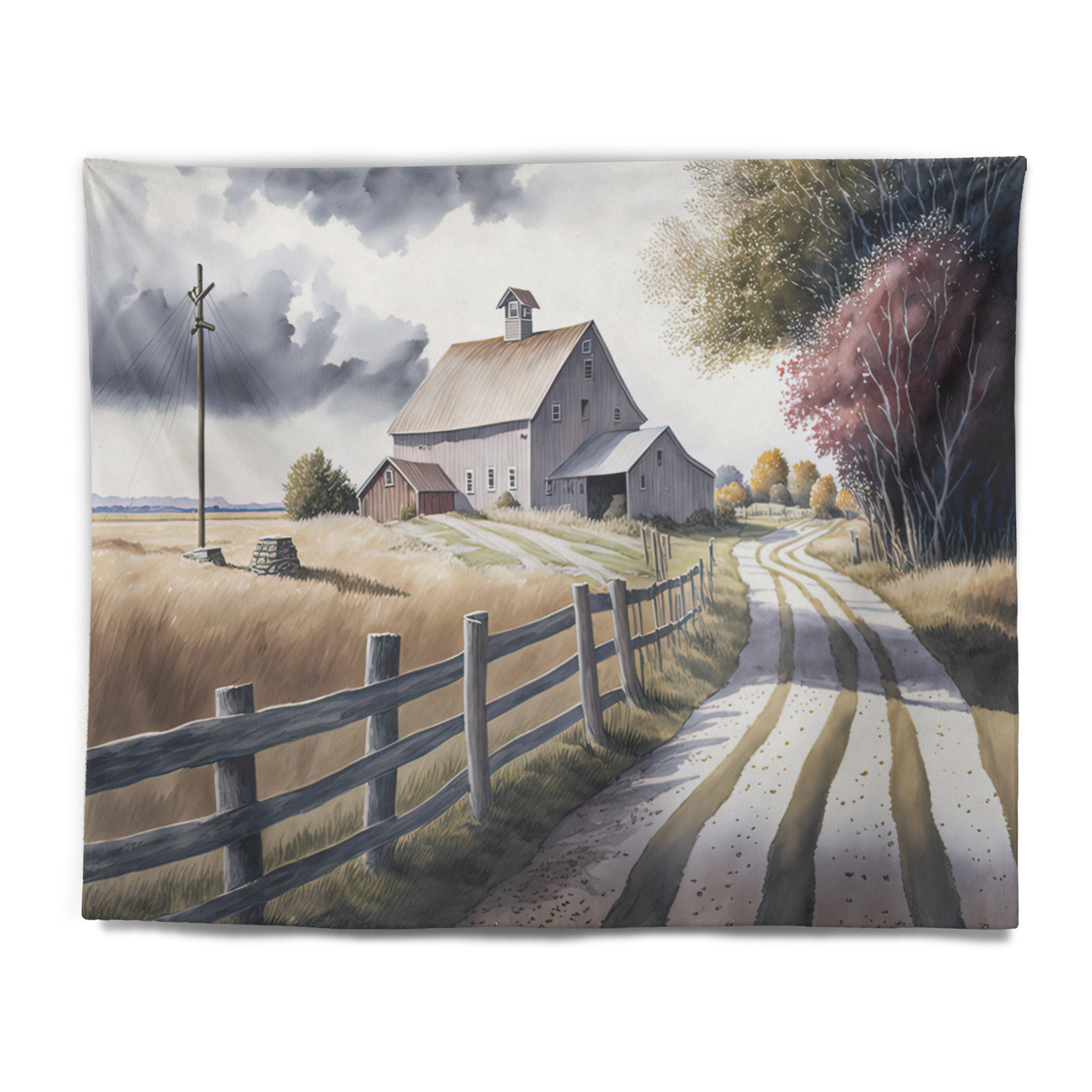 August Grove® Polyester Calm Red Barn In Spring VII Tapestry with ...