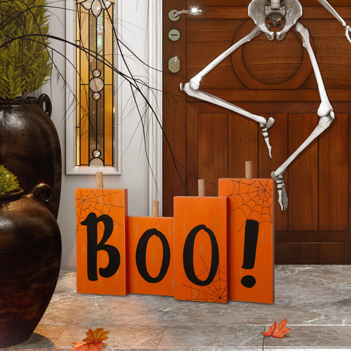 The Holiday Aisle® Halloween Wooden Boo Standing Decor & Reviews | Wayfair