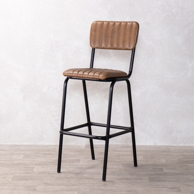 Williston Forge Deane Genuine Leather Bar Stool & Reviews | Wayfair.co.uk