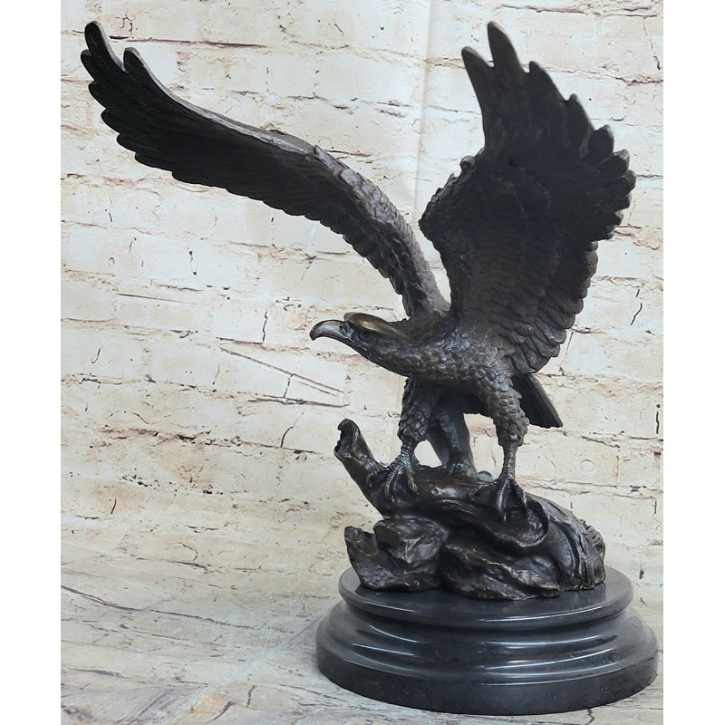 Wildon Home® Life Size Hawk American Bald Eagle Bronze Statue Art Deco ...