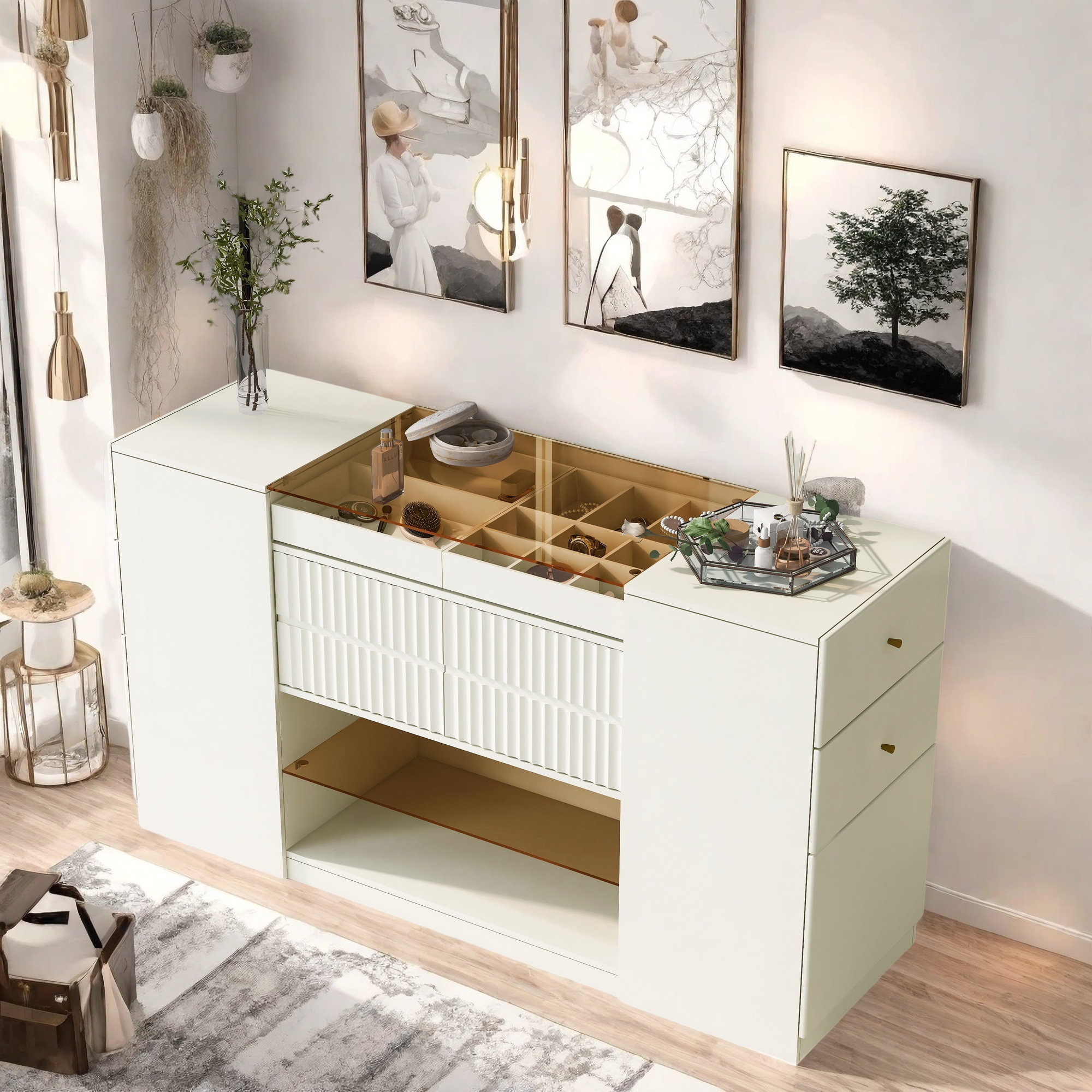 Hokku Designs Multi-Functional Island Vanity Dresser with 6 Storage ...
