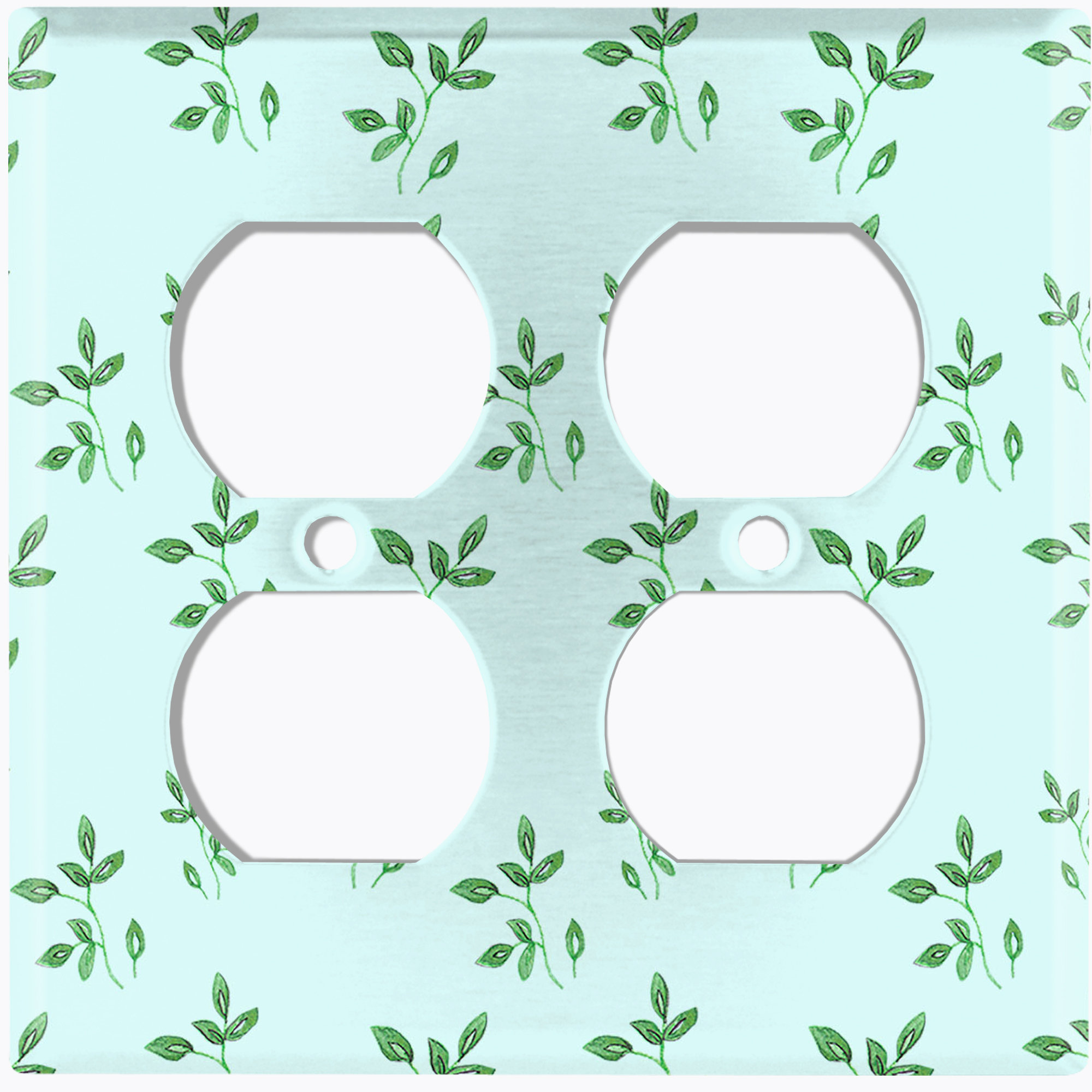 WorldAcc Metal Light Switch Plate Outlet Cover (Teal Garden Leaves ...