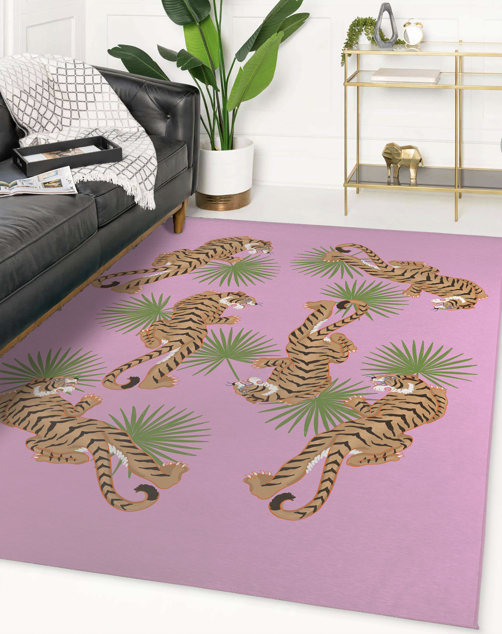 Langley Street® Grose Animal Print Pink/Green/Brown Area Rug & Reviews ...
