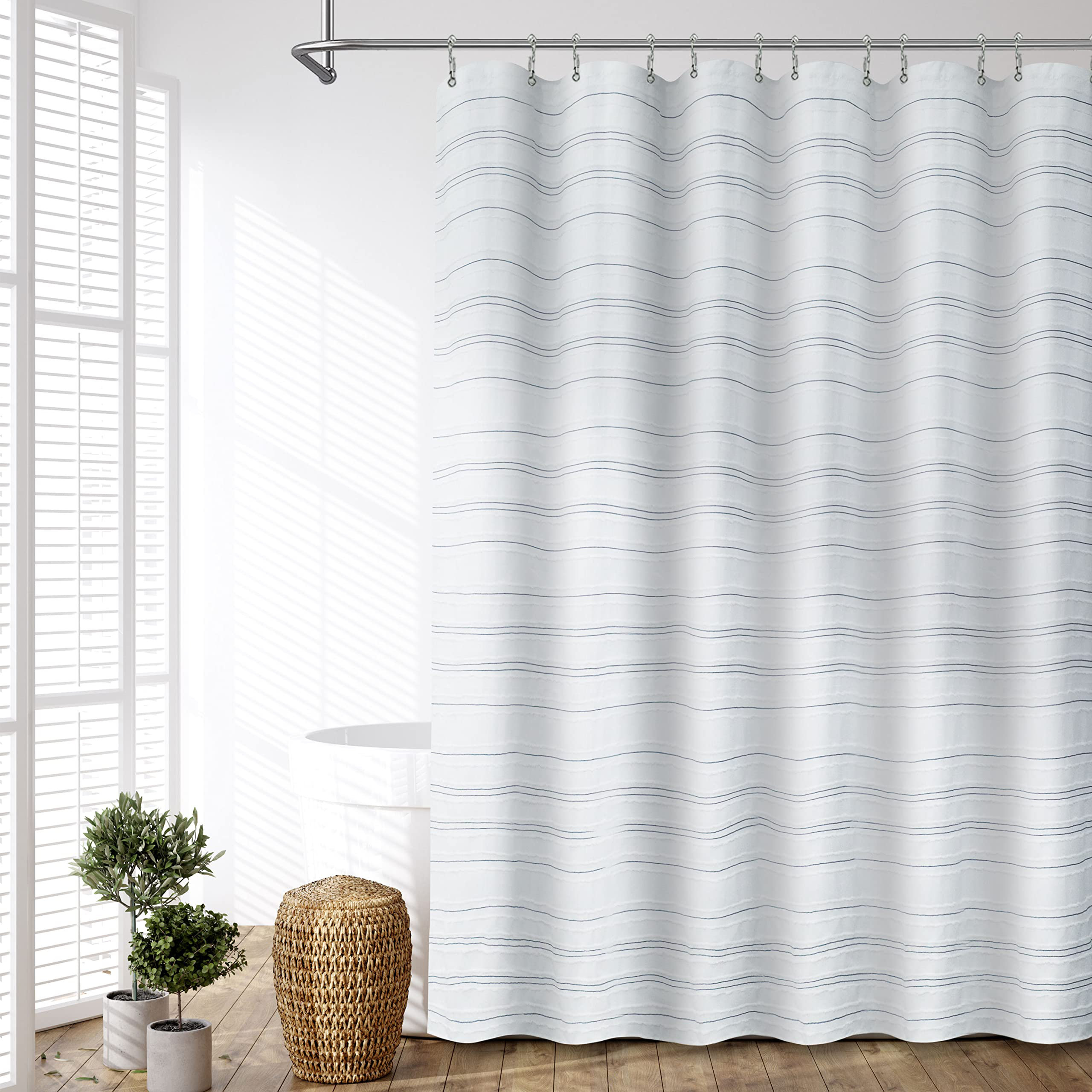 Breakwater Bay Subramanya 13 Piece Striped Shower Curtain Set + Hooks ...