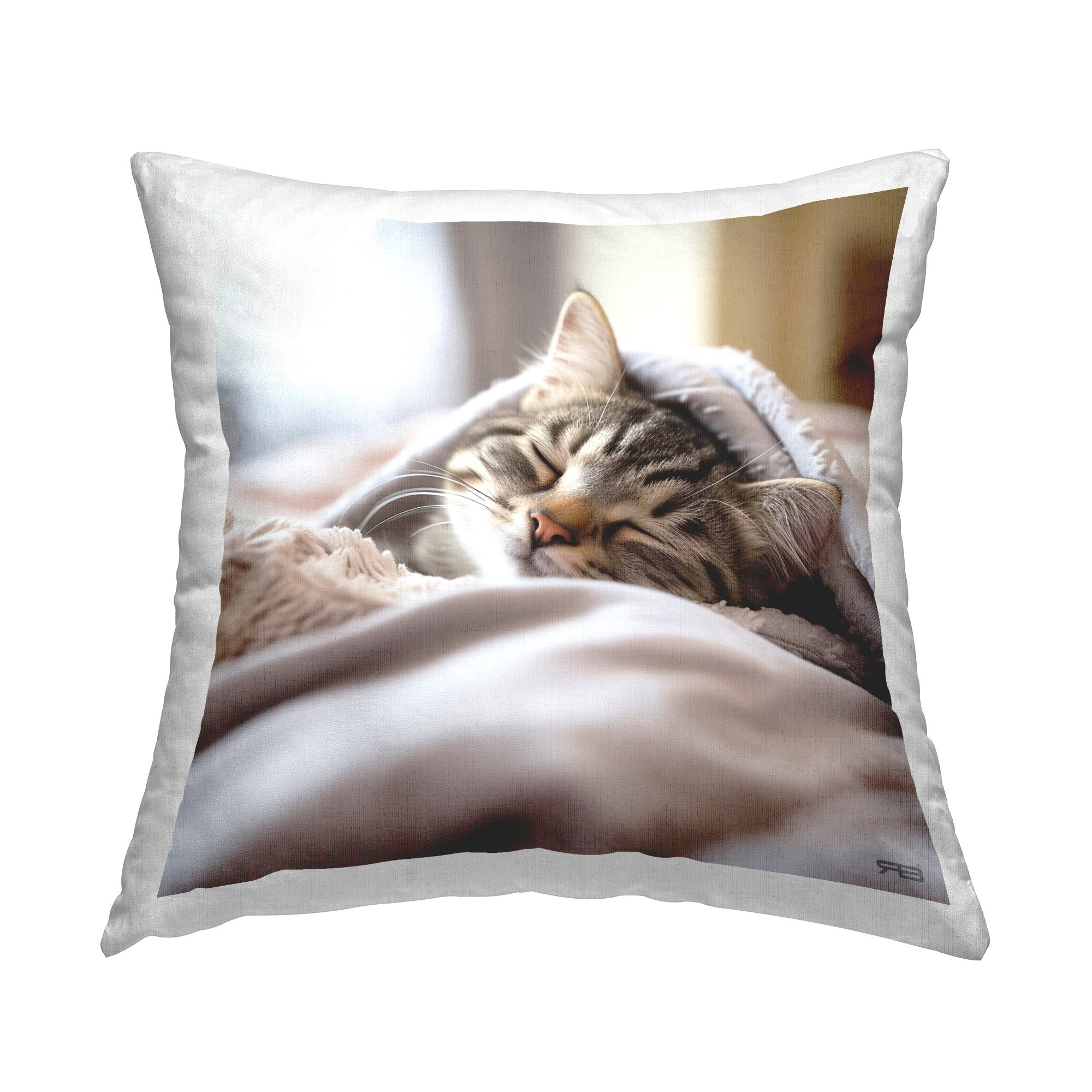 Stupell Industries Striped Kitten Cuddling Decorative Printed Throw ...