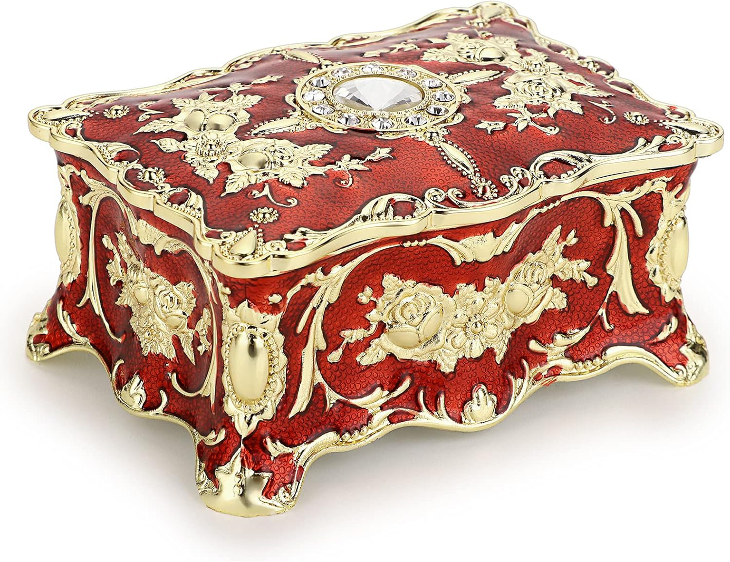 Rosdorf Park Vintage Jewelry Box, Small Enameled Trinket Box Organizer ...