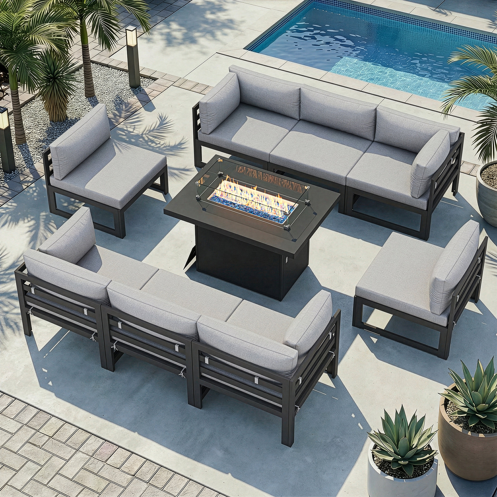 Wildon Home® Anevaeh 8 - Person Outdoor Patio Aluminum Furniture Set ...