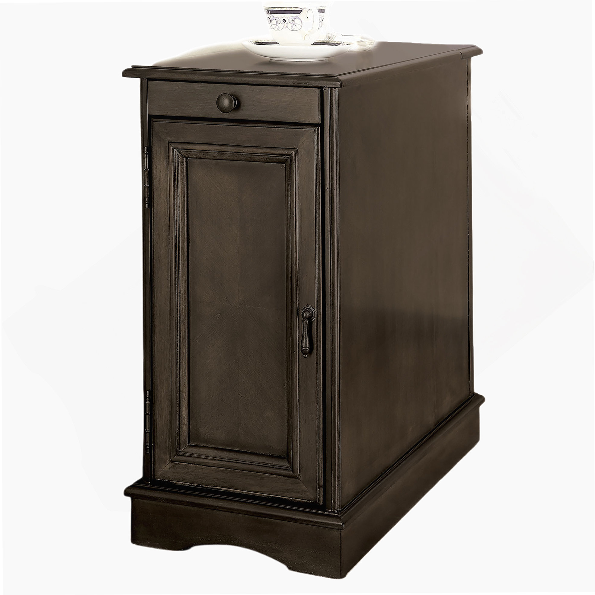 Wildon Home® Transitional Side Table Storage Cabinet Pull Out Cup ...