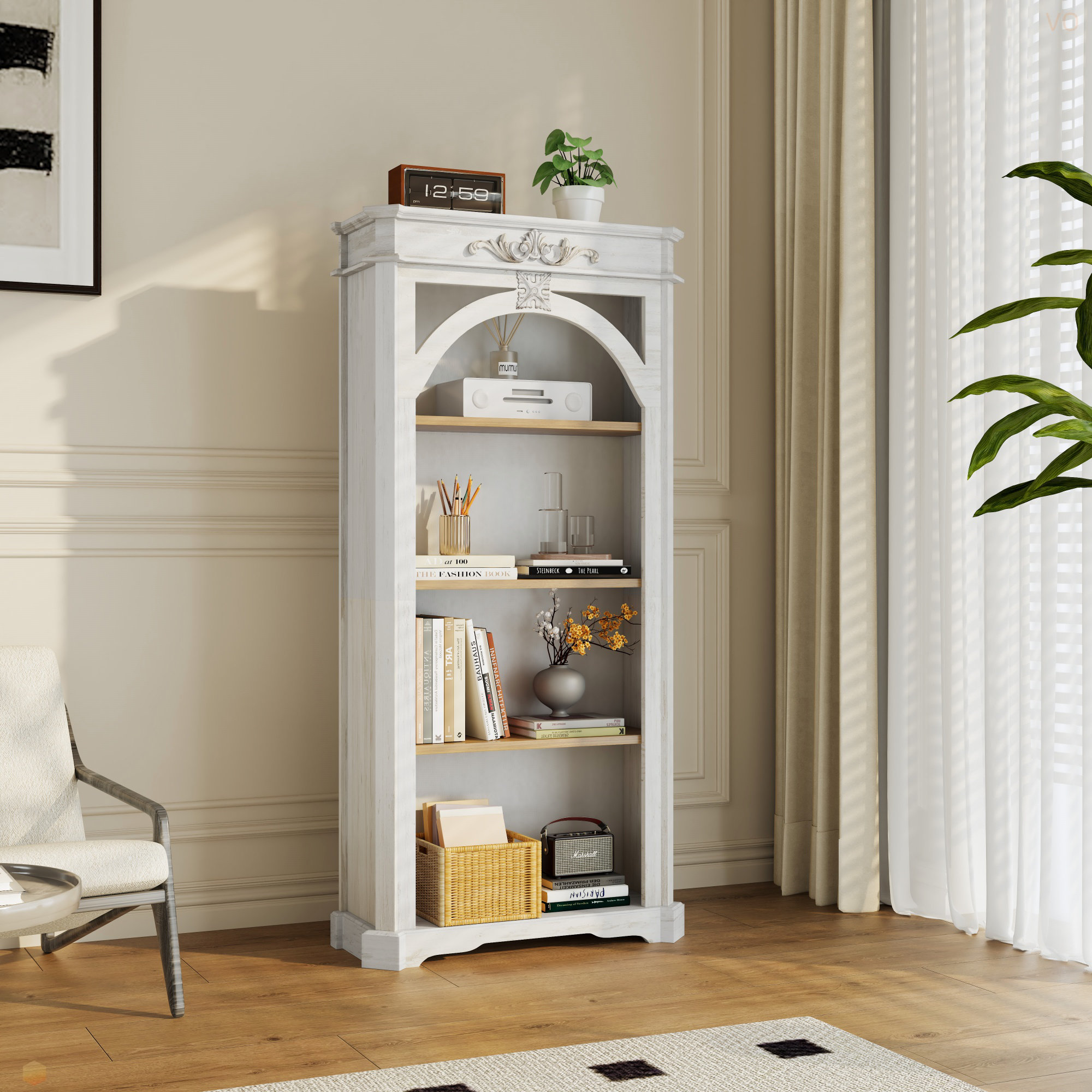 World Menagerie Antique 4 Tiers Bookshelf,65 Inch Tall Bookcase,Tall ...