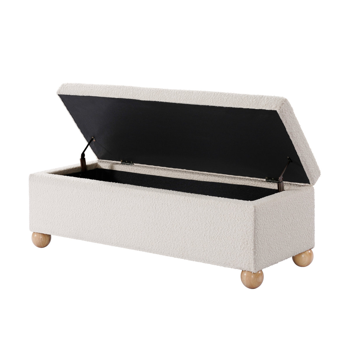 Latitude Run® Jarett Boucle Storage Bench With Solid Wood Ball Feet ...