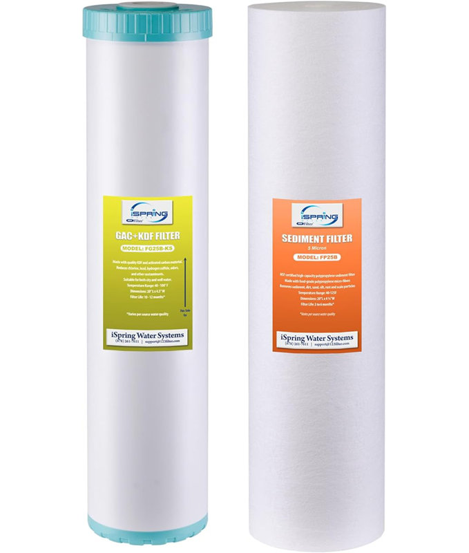 iSpring Water SystemsiSpring F2WGB22BKS 4.5” x 20” 2-Stage Whole House ...