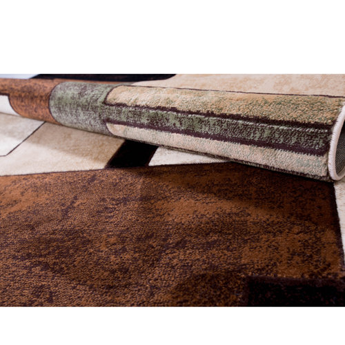 Winston Porter Amalyn Performance Brown/Green Rug & Reviews | Wayfair