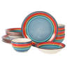 Gibson Home Rainbow 12 Piece Hand-Painted Stoneware Dinnerware Set ...
