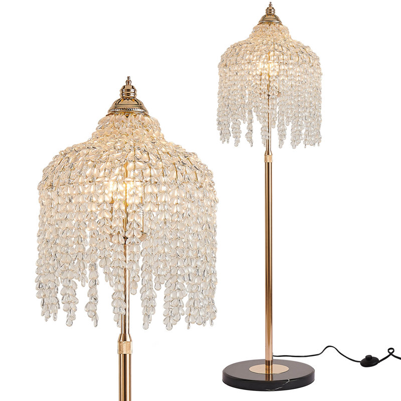 Mercer41 Furnary 63" Crystal Floor Lamp With Waterfall Or Cascading ...