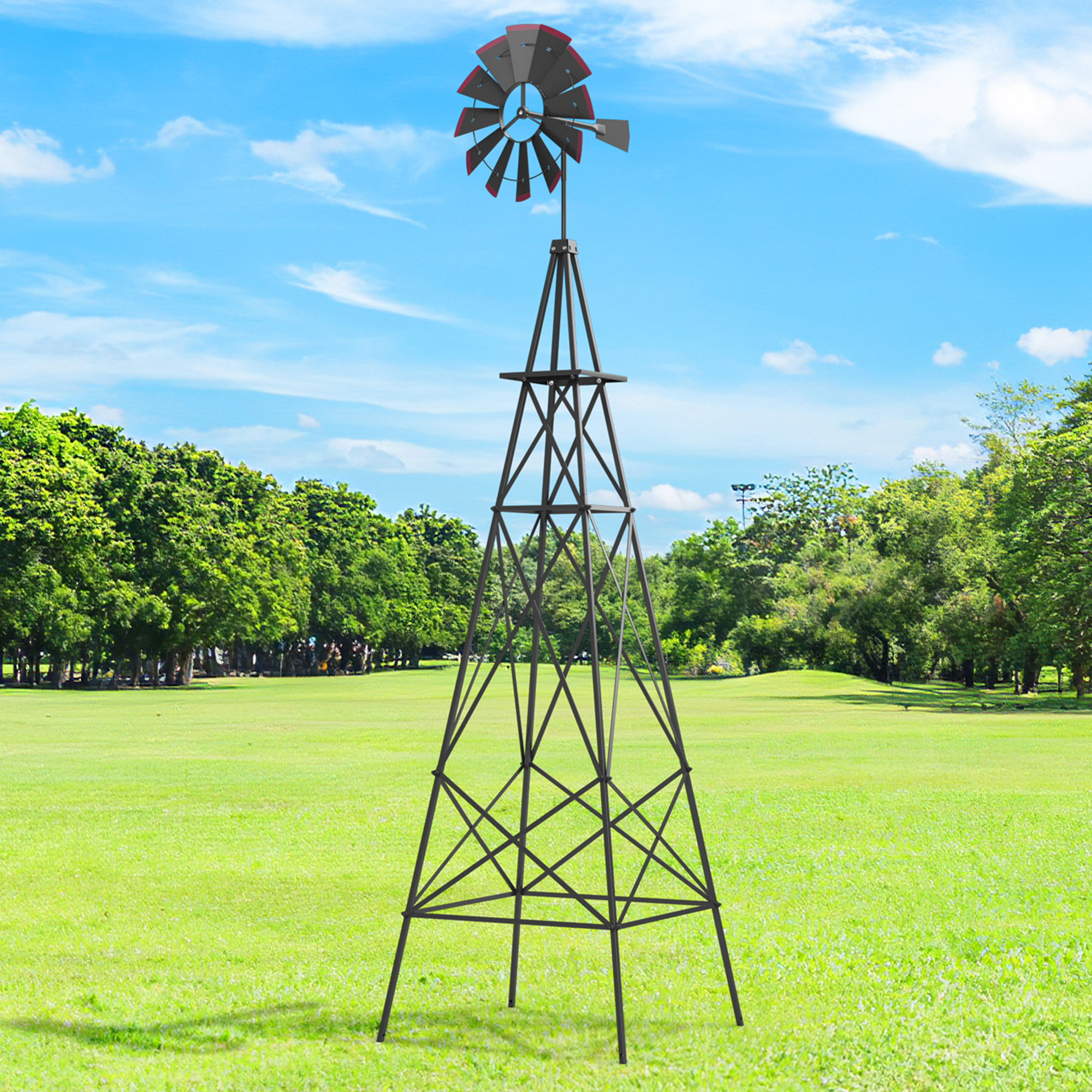 Arlmont & Co. Sumaia 100'' H Metal Windmill Weathervane & Reviews | Wayfair