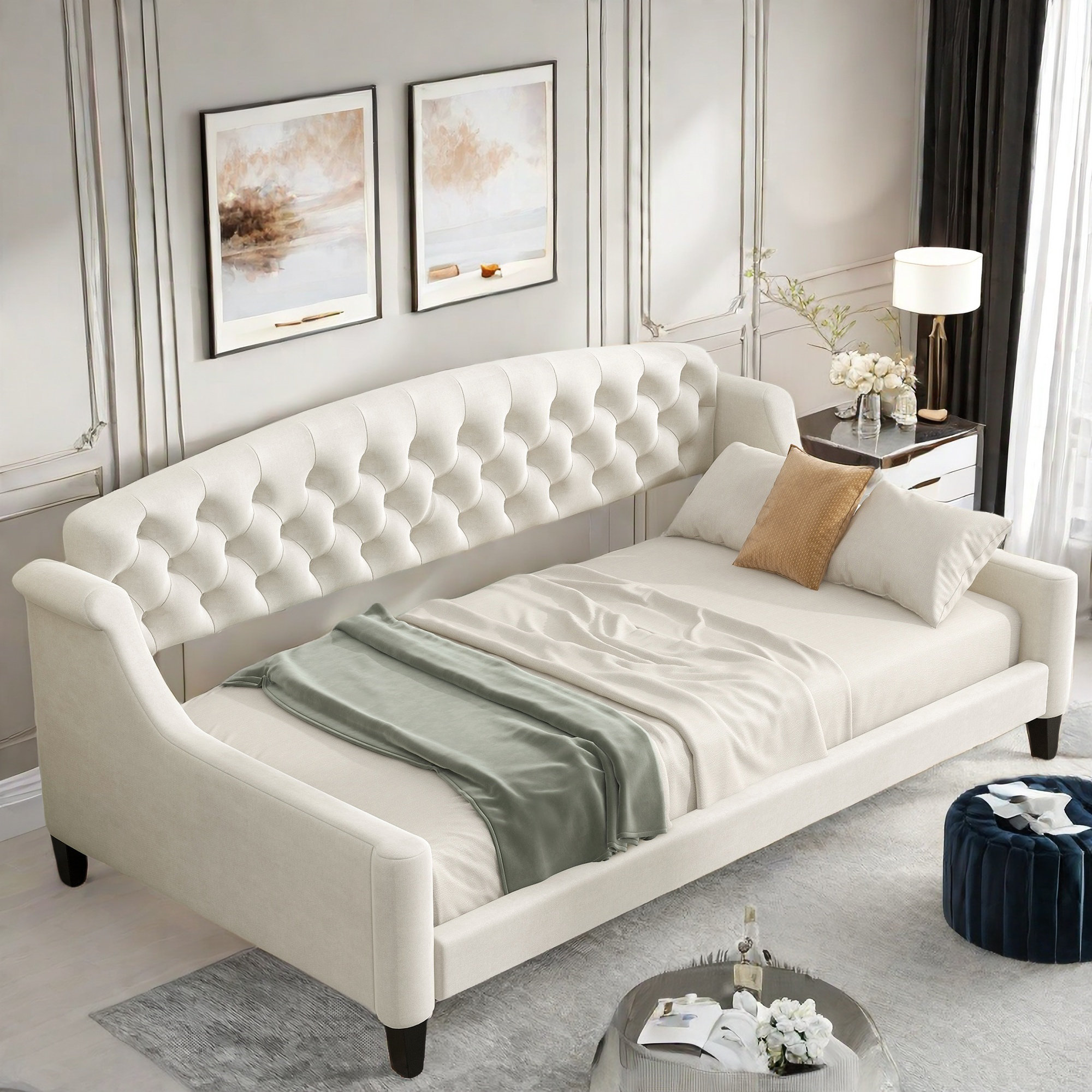 Velvetvanguards Daybed Modern Upholstered Daybed With Tufted Button ...