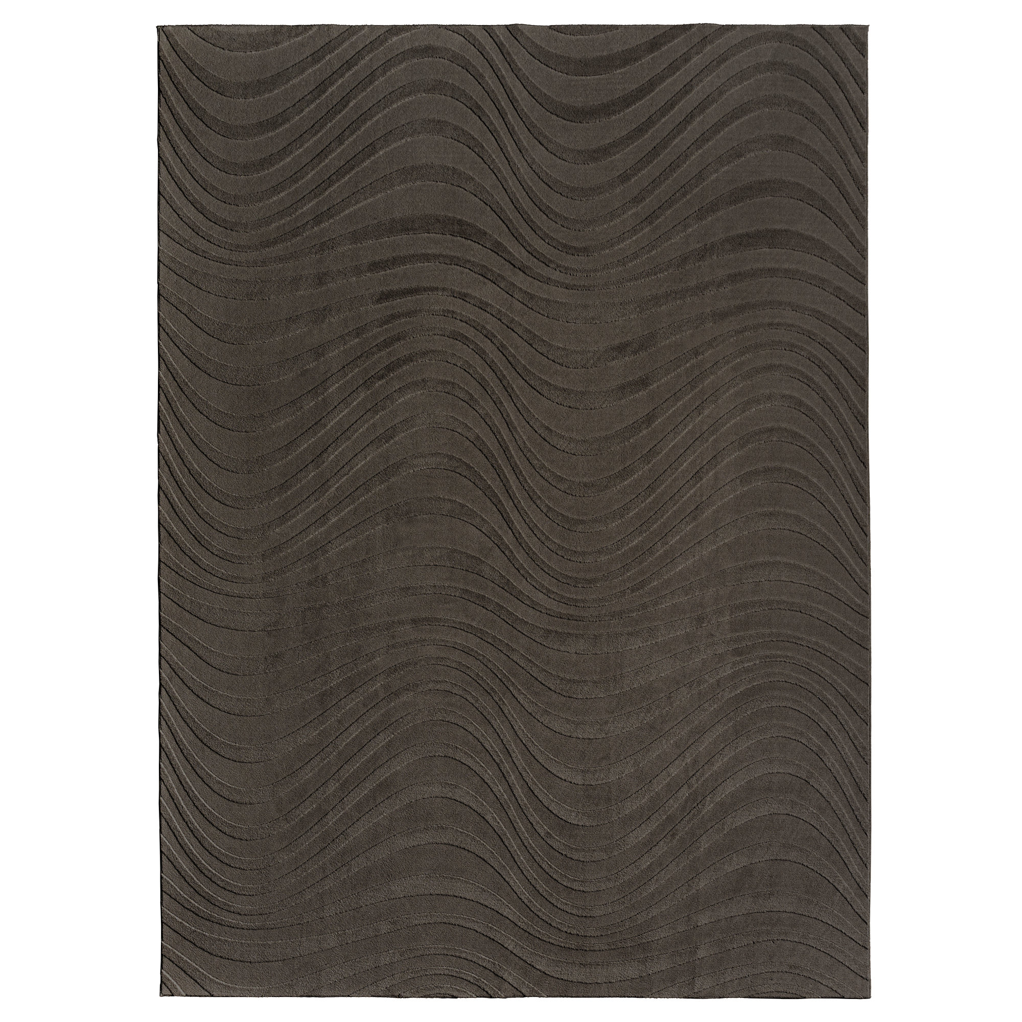 Gertmenian Vida Lomira Charcoal Gray Modern Wave Plush Polyester Hi Low ...