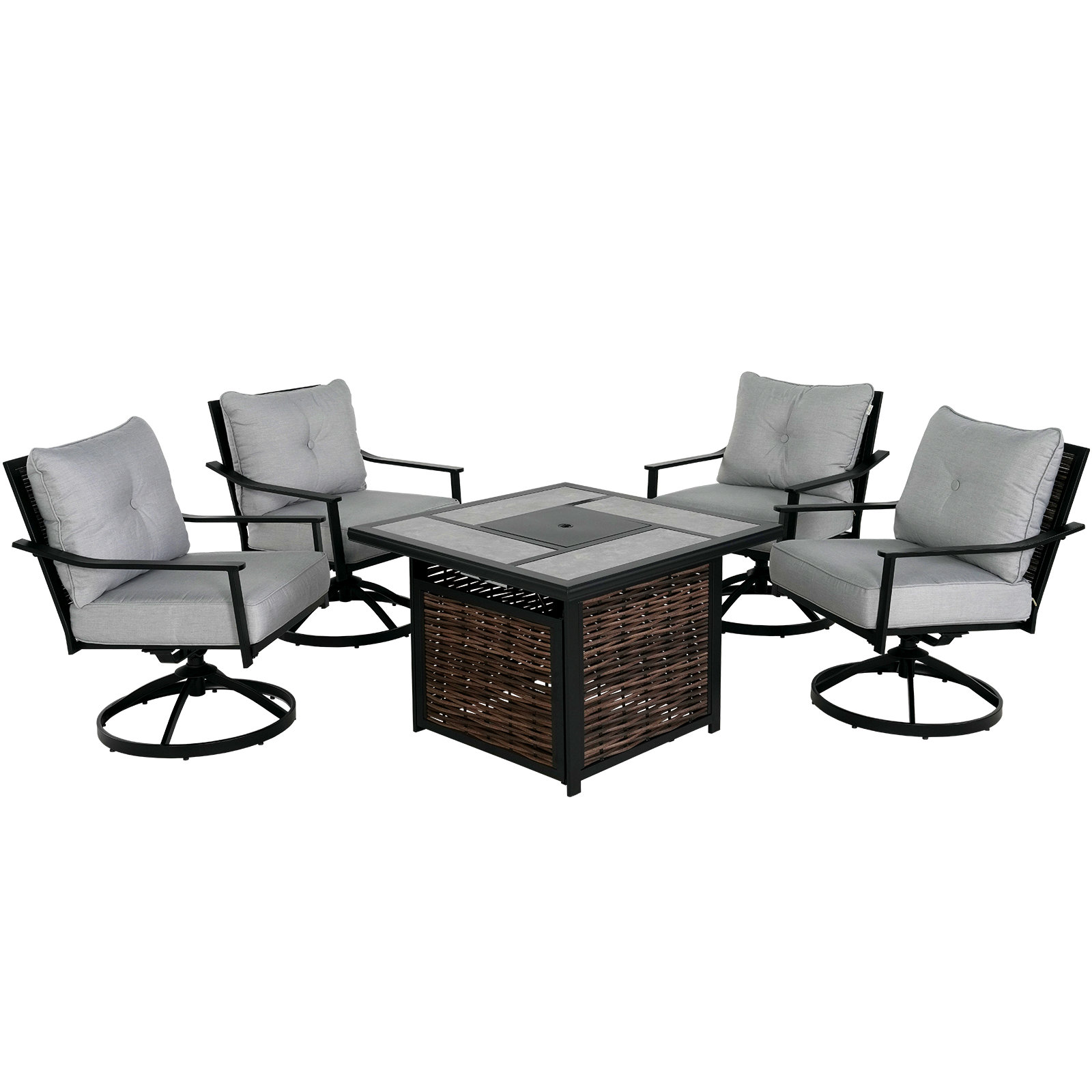 Abba Patio Sedalia 4 - Person Conversation Set With Fire Pit Table ...