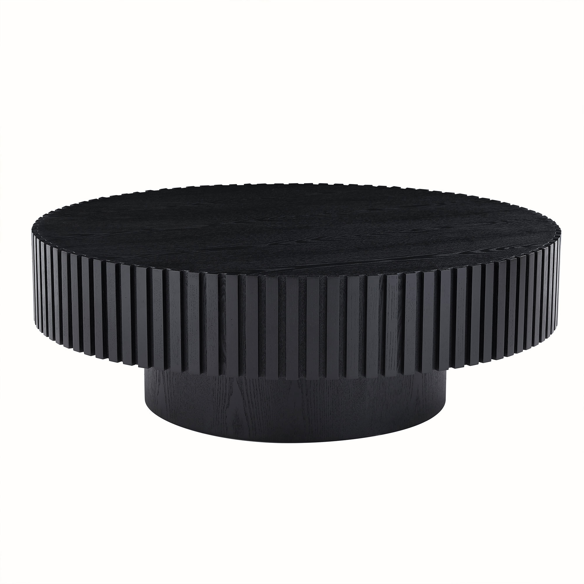 AmeriTop Black mdf coffee table, 39.37-inch modern handcrafted drum ...
