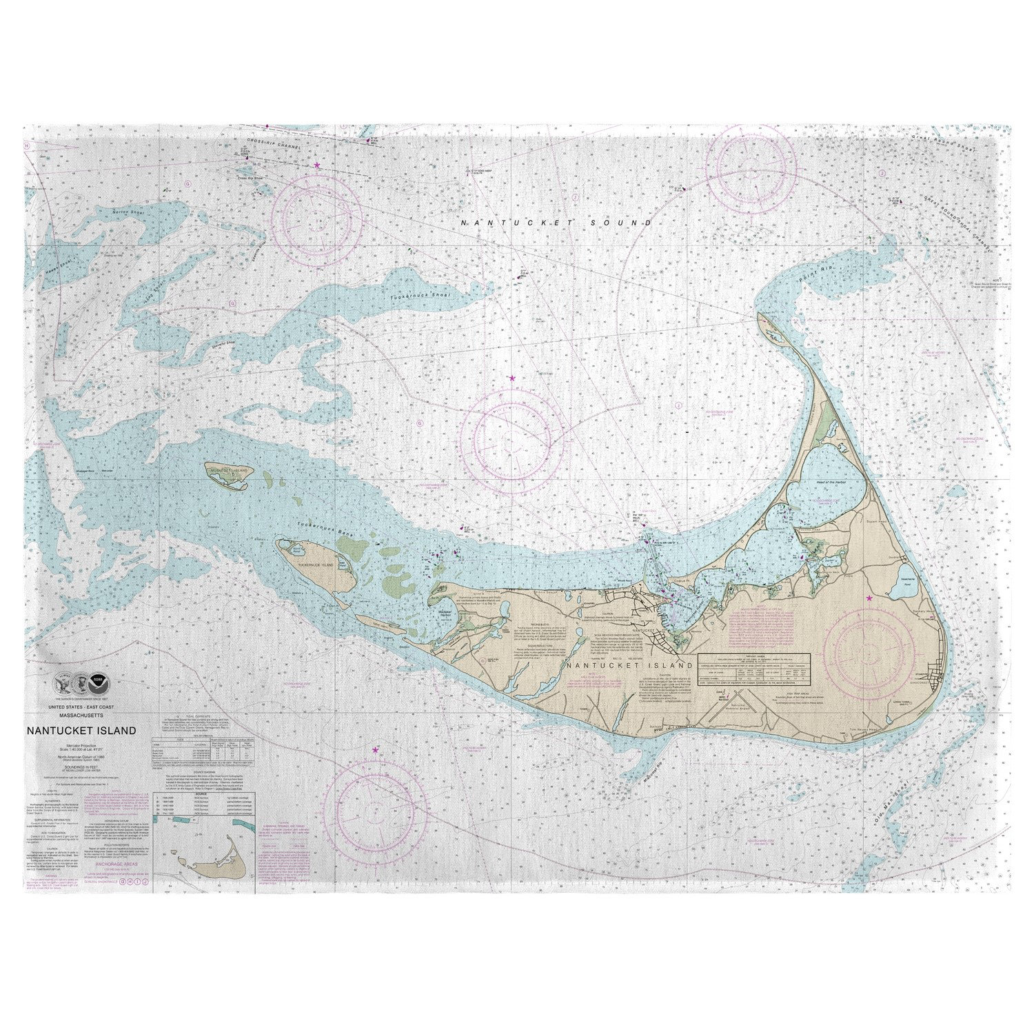 Breakwater Bay Nantucket Island, MA Nautical Map Place Mat Set of 4 ...