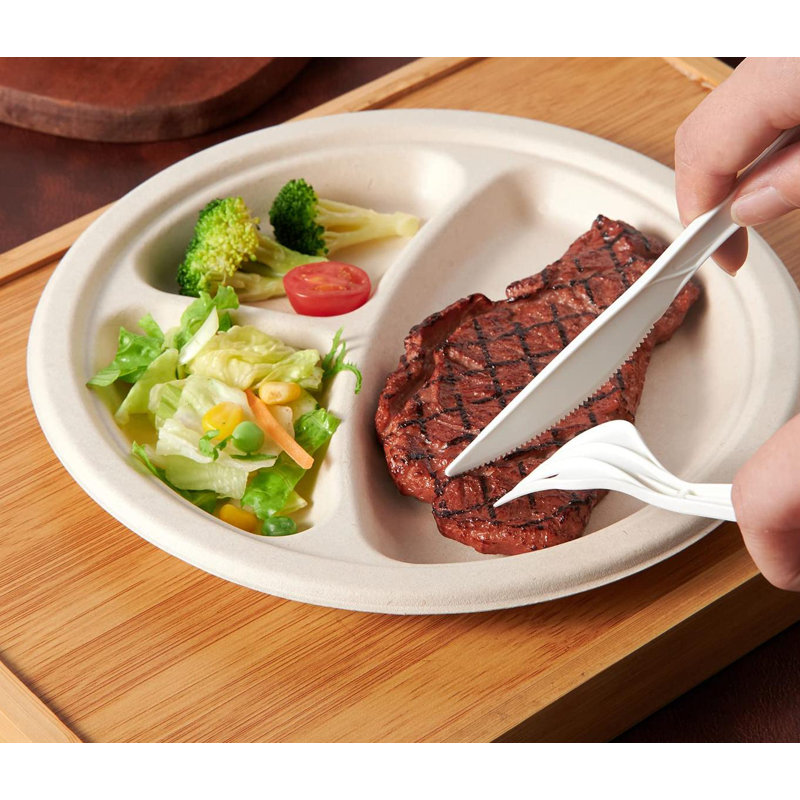 COEN 125-pack of compostable heavy-duty paper plates with 3 ...