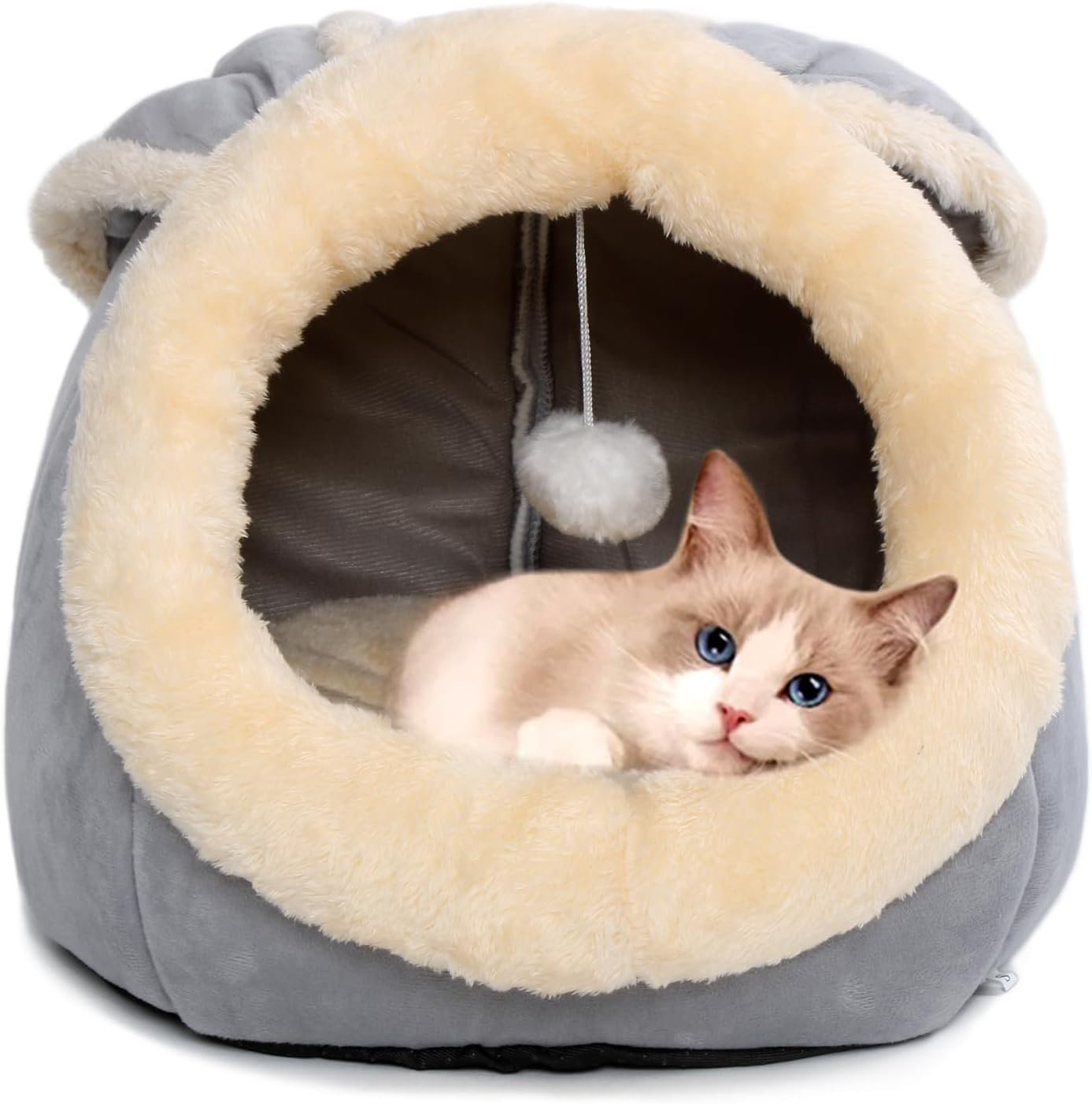 Hokku Designs Cat Beds For Indoor Cats - Rabbit-Shaped Cat Cave Bed With Hanging Toy,Super Soft ...
