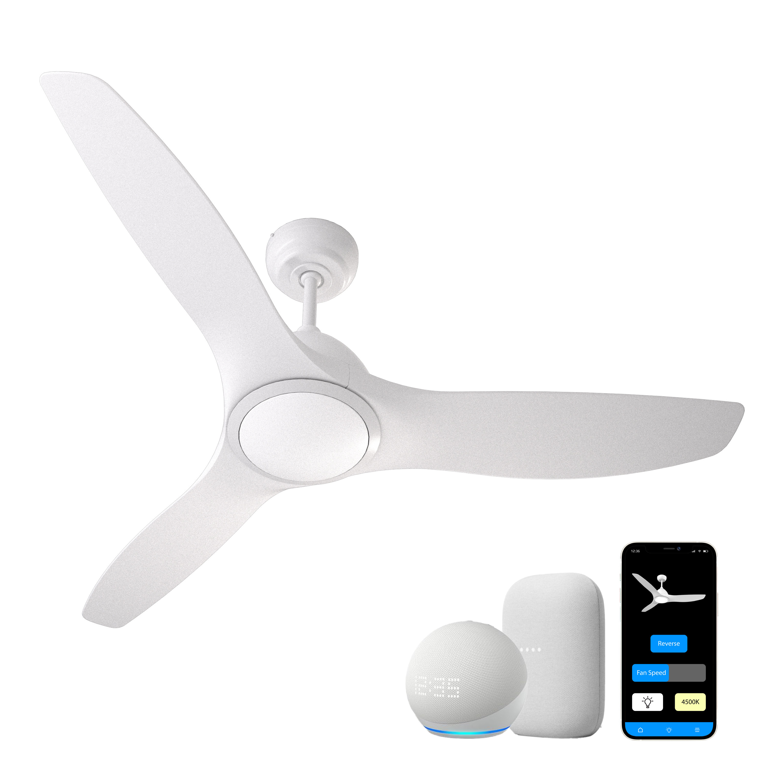 Promounts ONE Smart Modern All Season 52" Ceiling Fan with LED Light ...