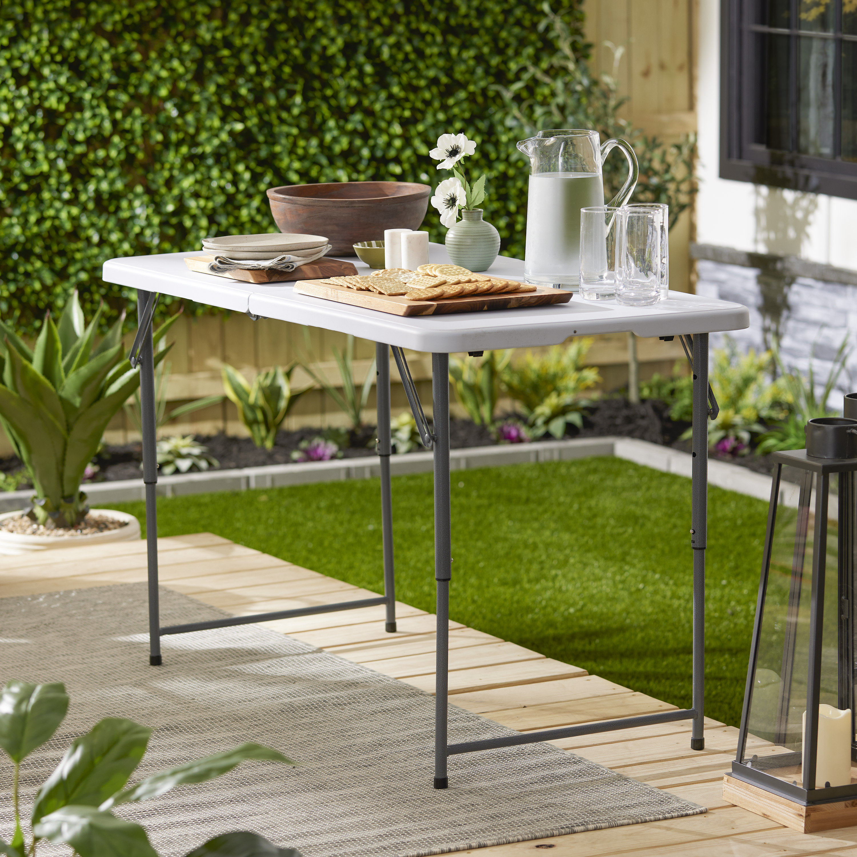 Plastic Development Group 48" Plastic Rectangular Fold-in-Half Portable ...