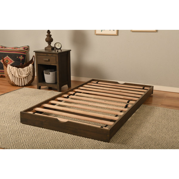 Winston Porter Javarius Wood Pop Up Trundle Bed In Walnut Brown Finish ...