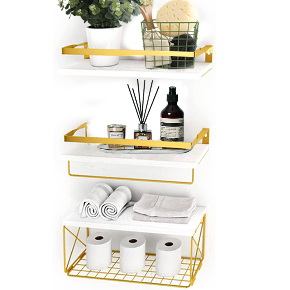 17 Stories Gunnora 3 Piece Metal Floating Shelf | Wayfair