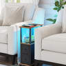 17 Stories Set of Two Small Narrow End Tables with LED Lighting and ...