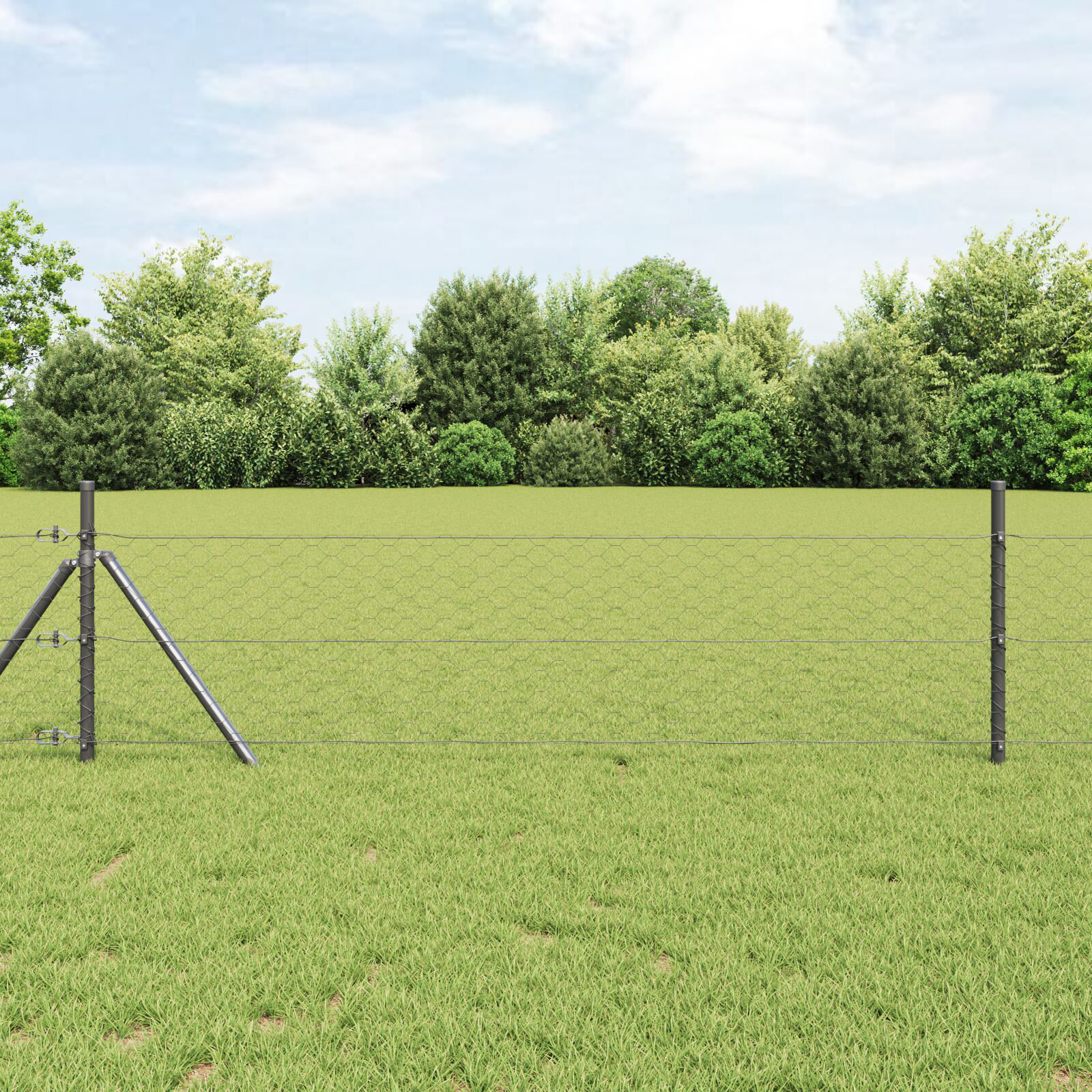 vidaXL Hexagon Fence Gray 1x328.1 ft Steel | Wayfair