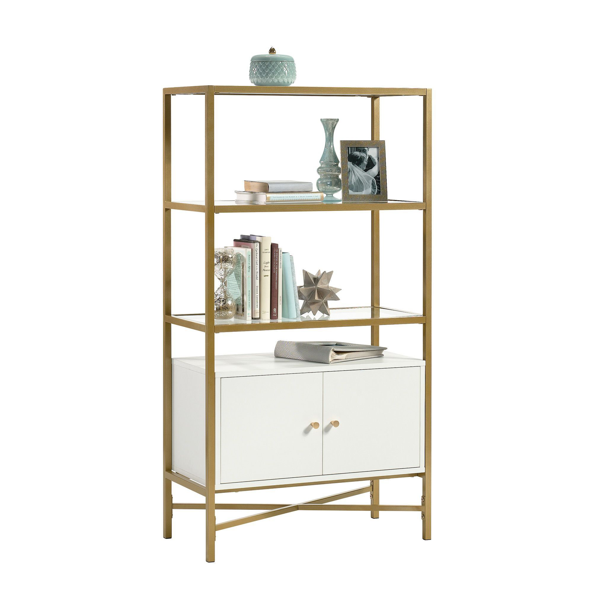 Everly Quinn Harper Heights Bookcase W/doors White - Wayfair Canada