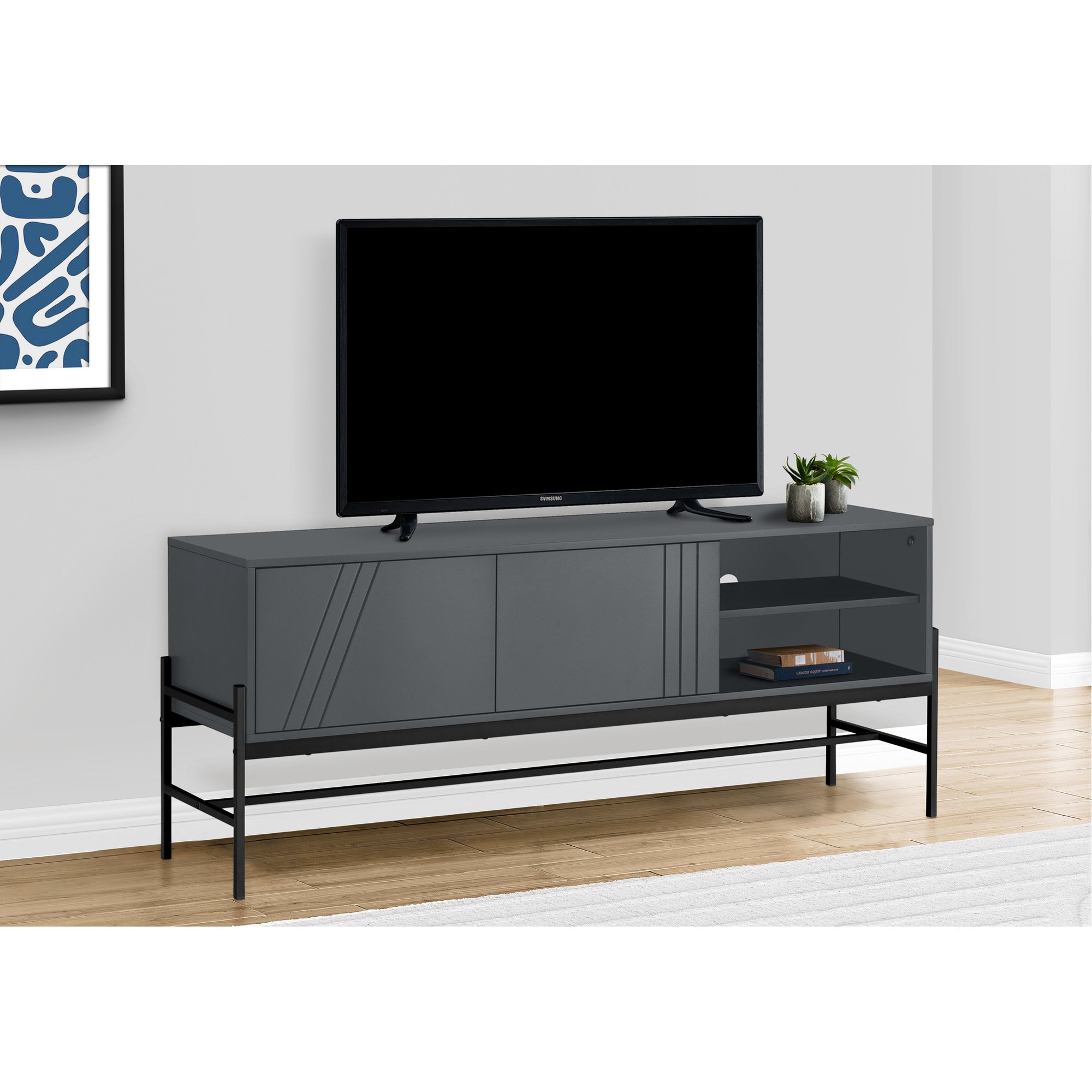Wentygam Tv Stand, 60 Inch, Console, Media Entertainment Centre ...