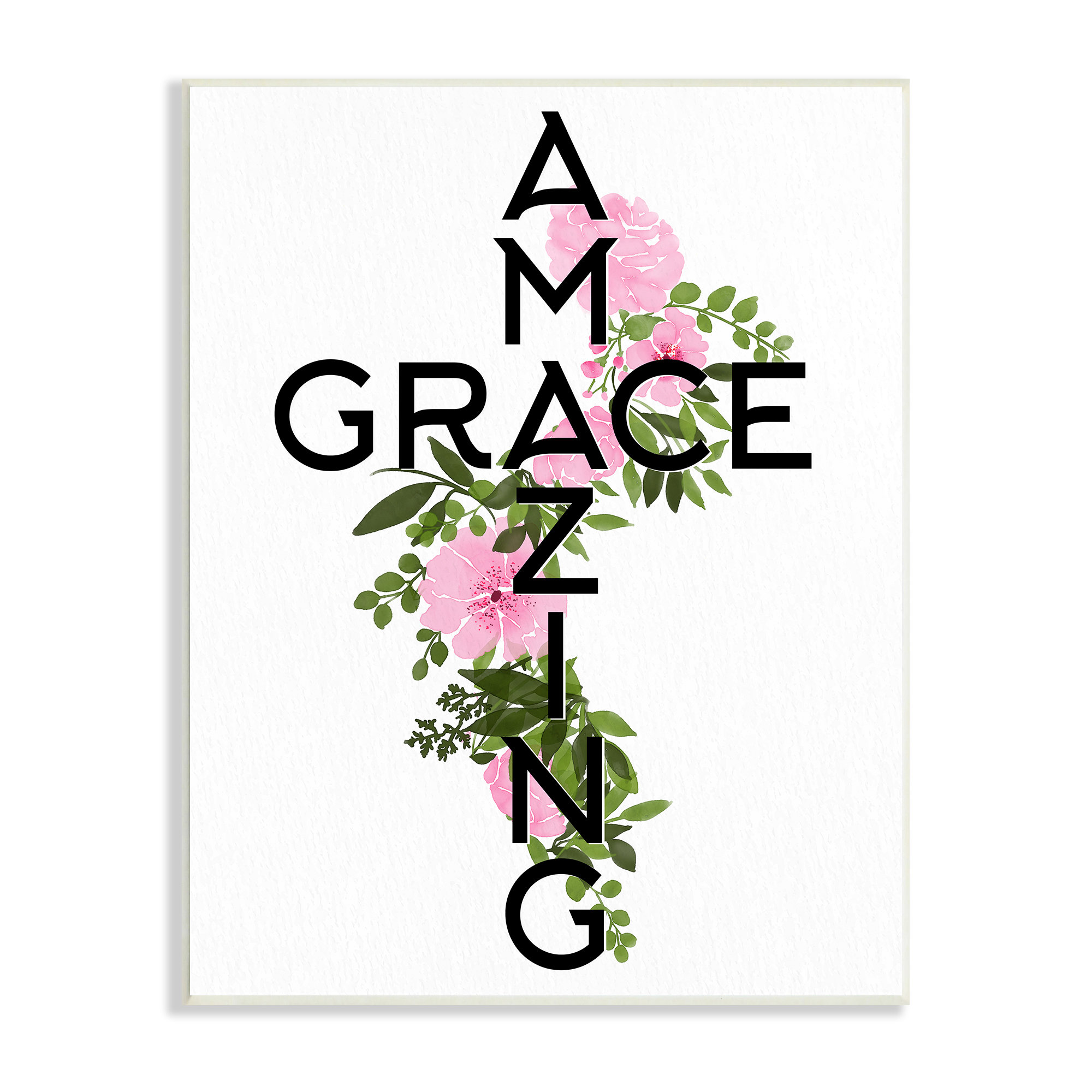 Trinx Amazing Grace Pink Floral Cross Shape Botanicals Picture Frame ...