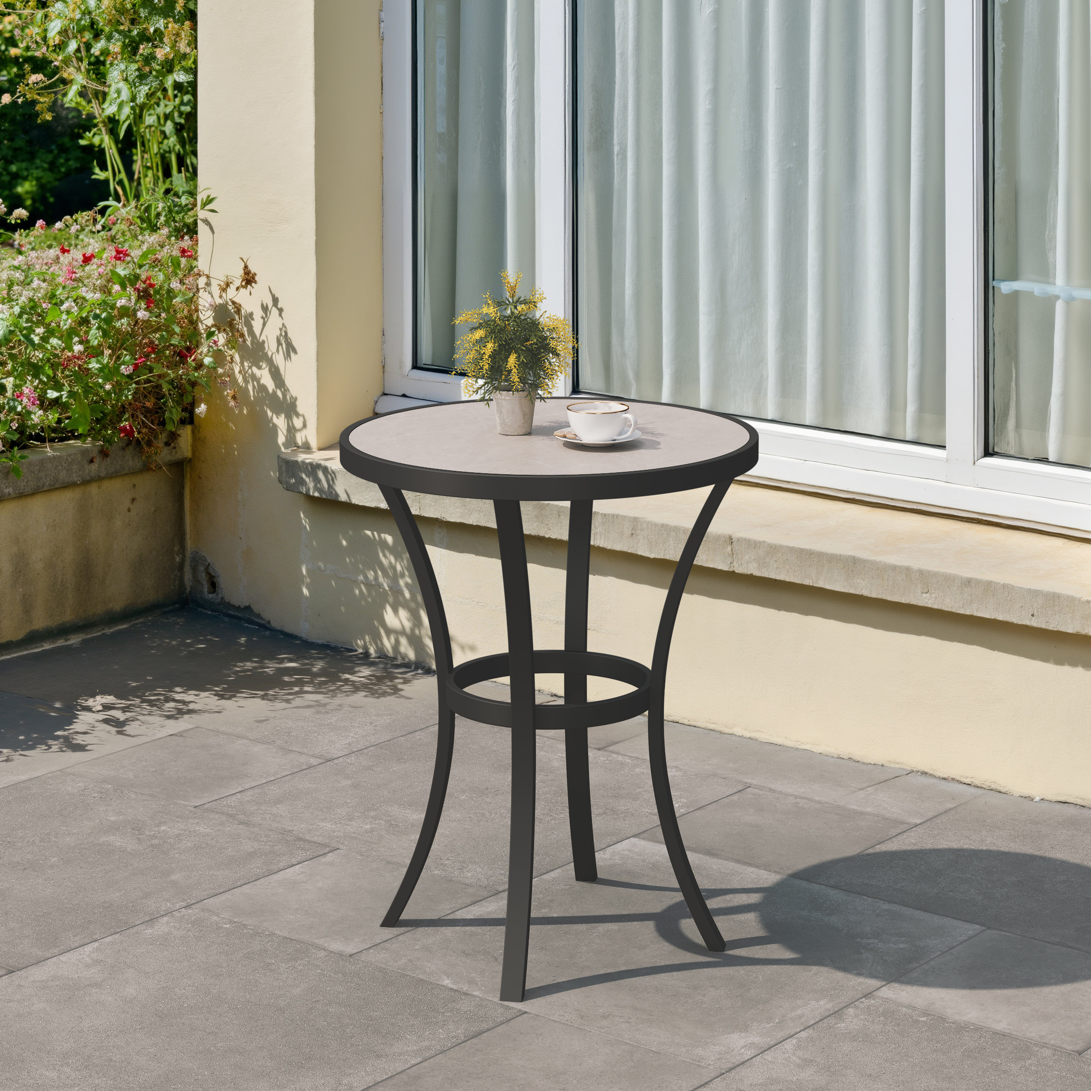 George Oliver Doolittle Steel Bar Table With Ceramic Tile Top | Wayfair