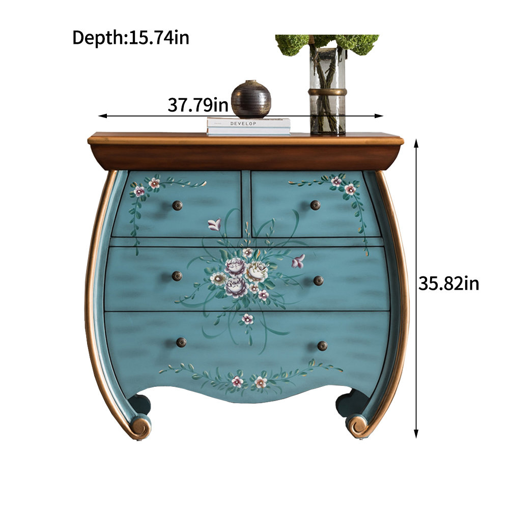 NICECABINET Vintage Painted 4 Drawer Wooden Accent Chest | Wayfair